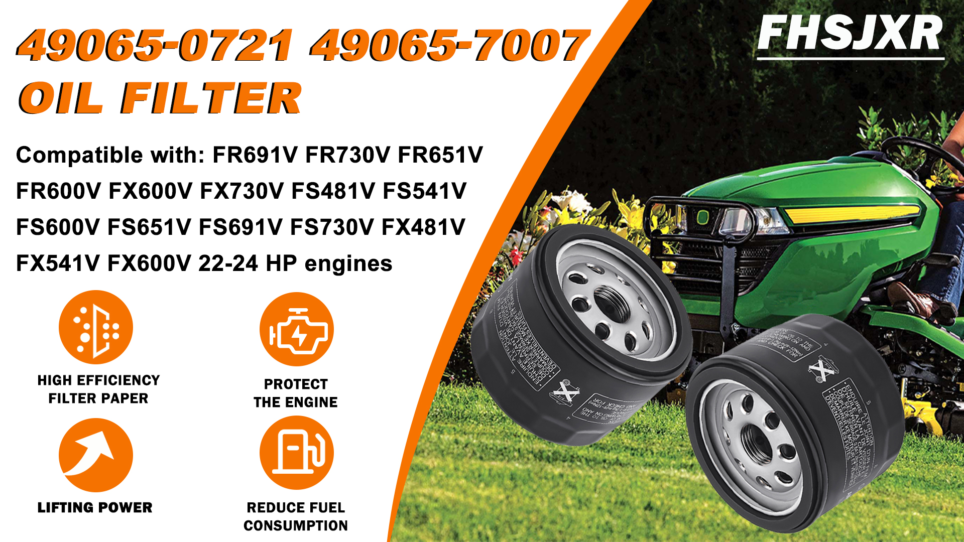Watch FHSJXR 49065-0721 Oil Filter 49065-7007 for Kawasaki FR691V ...
