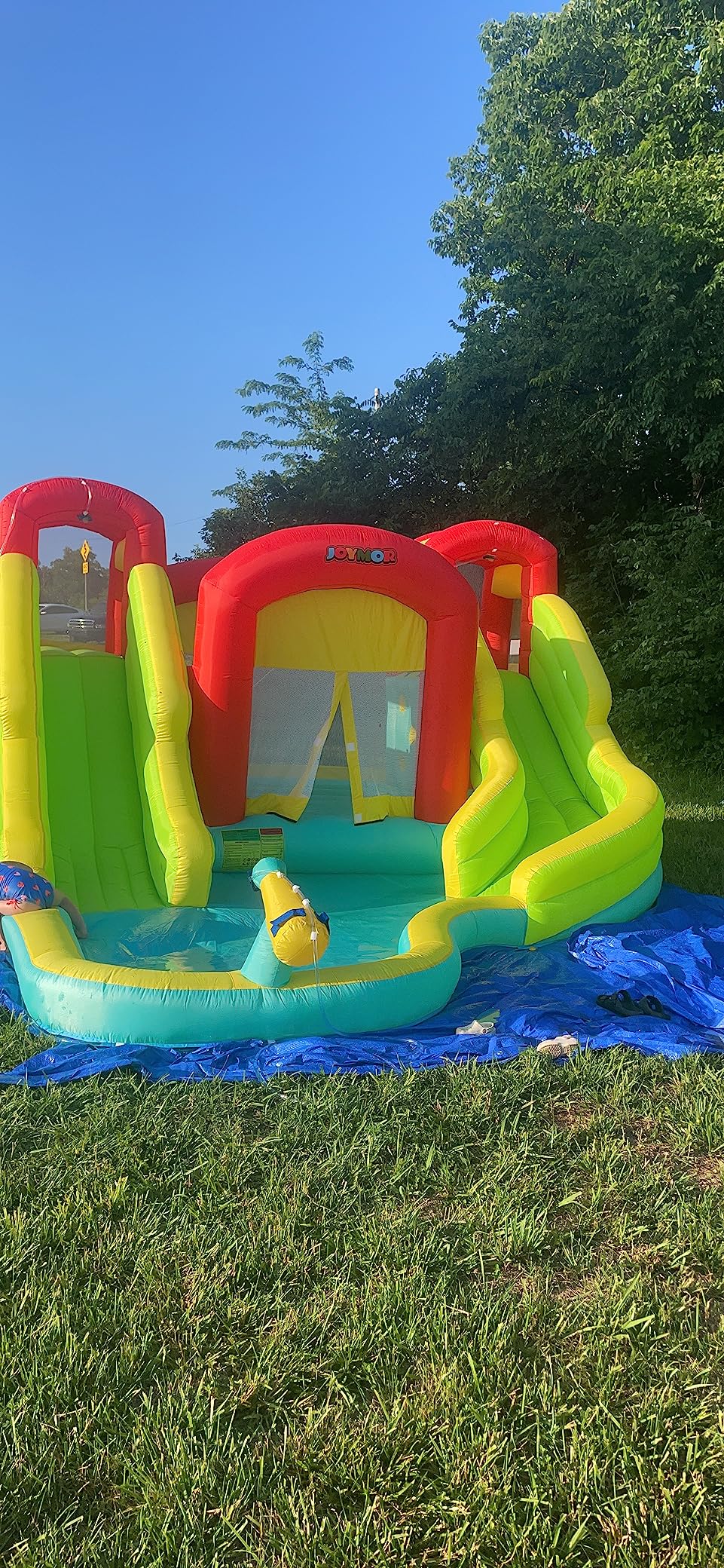 Amazon.com: JOYMOR Giant Inflatable Double Water Slide Park w/Large ...