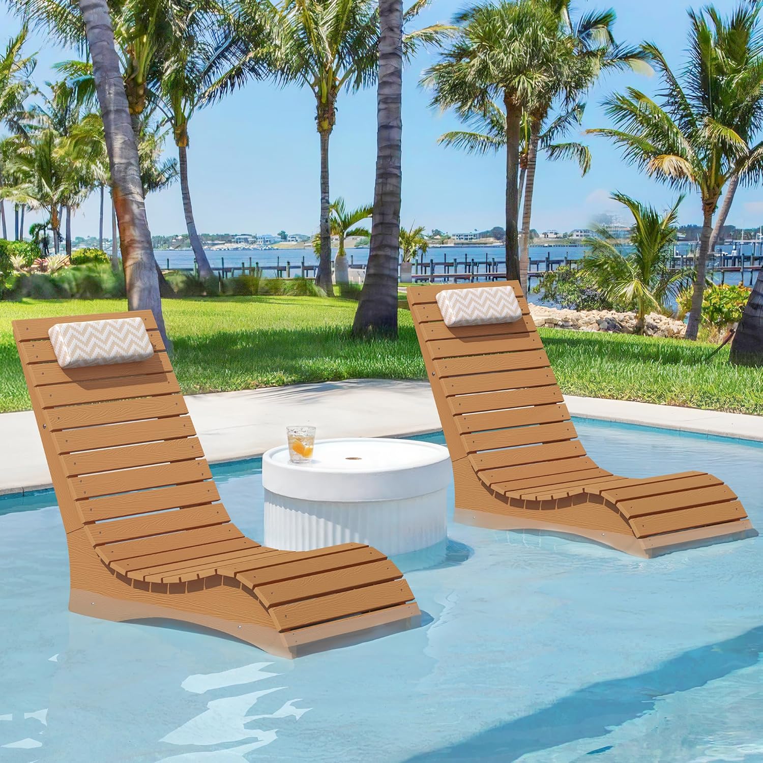 Amazon.com : Homenjoy HDPS Pool Lounge Chairs Set of 2, Use in Pools ...