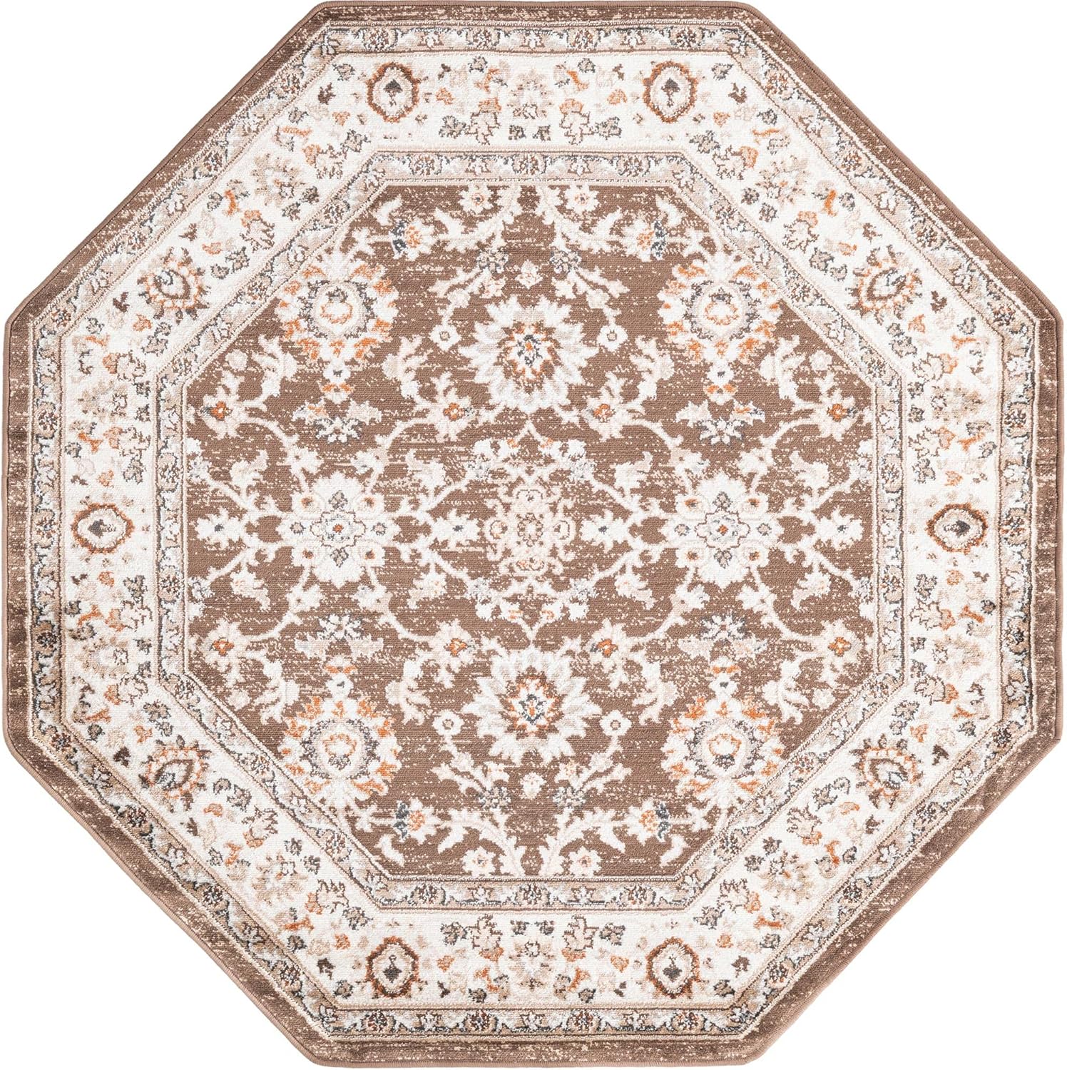 Amazon.com: Rugs.com Charlotte Collection Rug – 5 Ft Octagon Brown Low ...