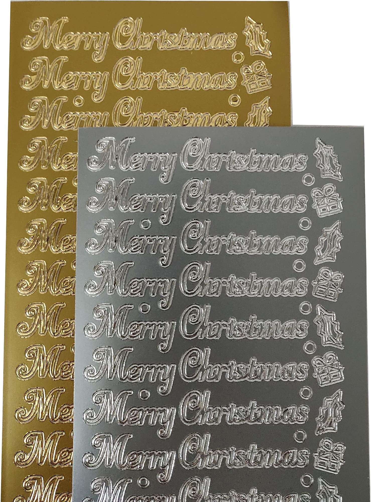 252x 'Merry Christmas' Foil Stickers for Card Making - Red, Gold ...