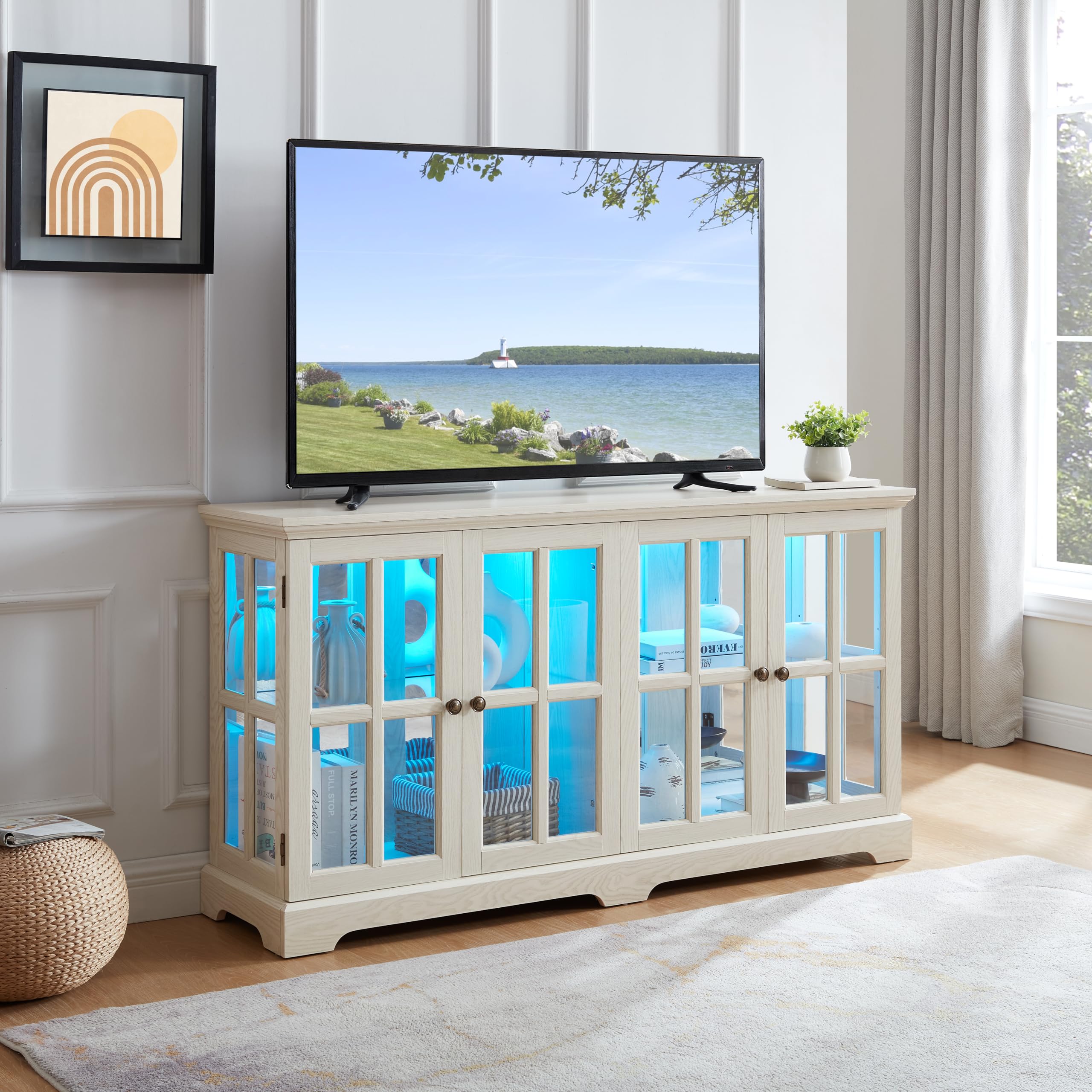 Amazon.com - KEIKI Curio Cabinet, Lighted Glass Display Cabinet w/ 4 ...