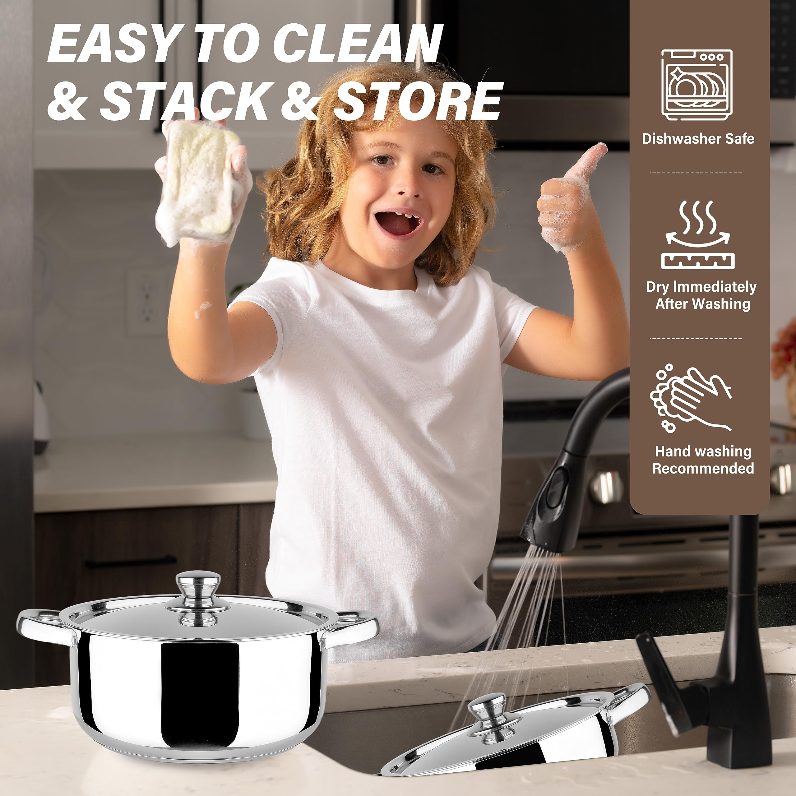 Snapklik.com : Stainless Steel 6-Piece Cookware Set: Mirror Polished