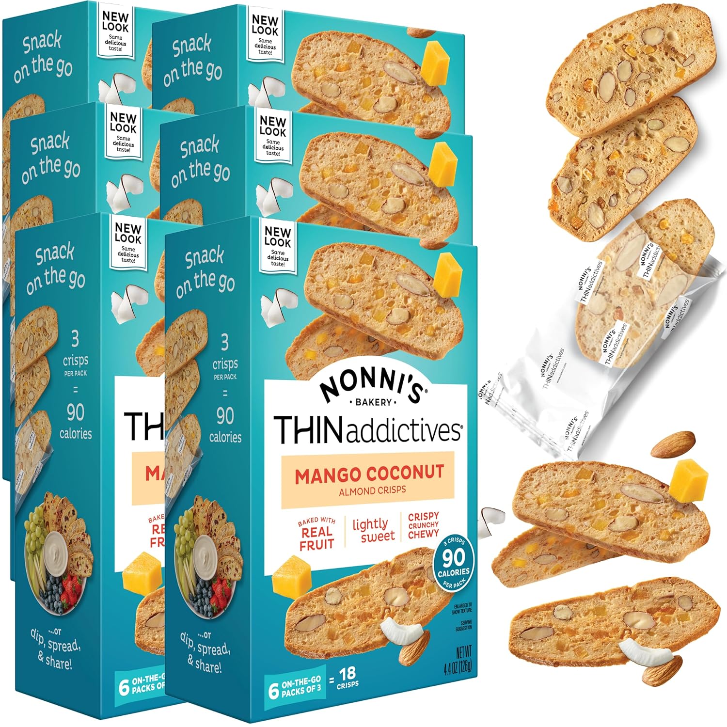 Amazon.com: Nonni's THINaddictives Almond Thin Cookies - 6 Boxes Mango ...