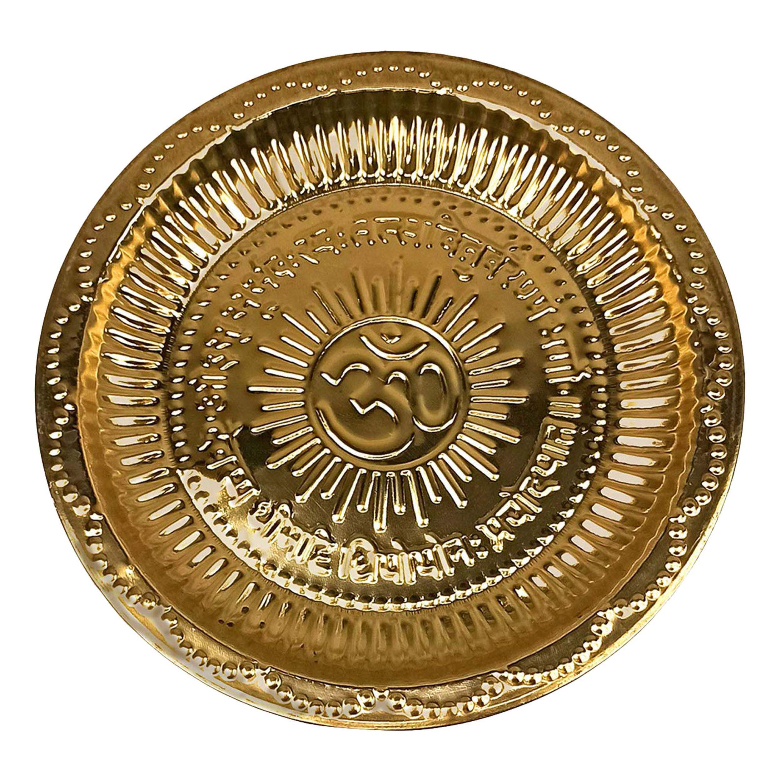 Buy MODERN INDIAN ART Puja Thali Brass Pooja Aarti Om Gayatri Mantra ...