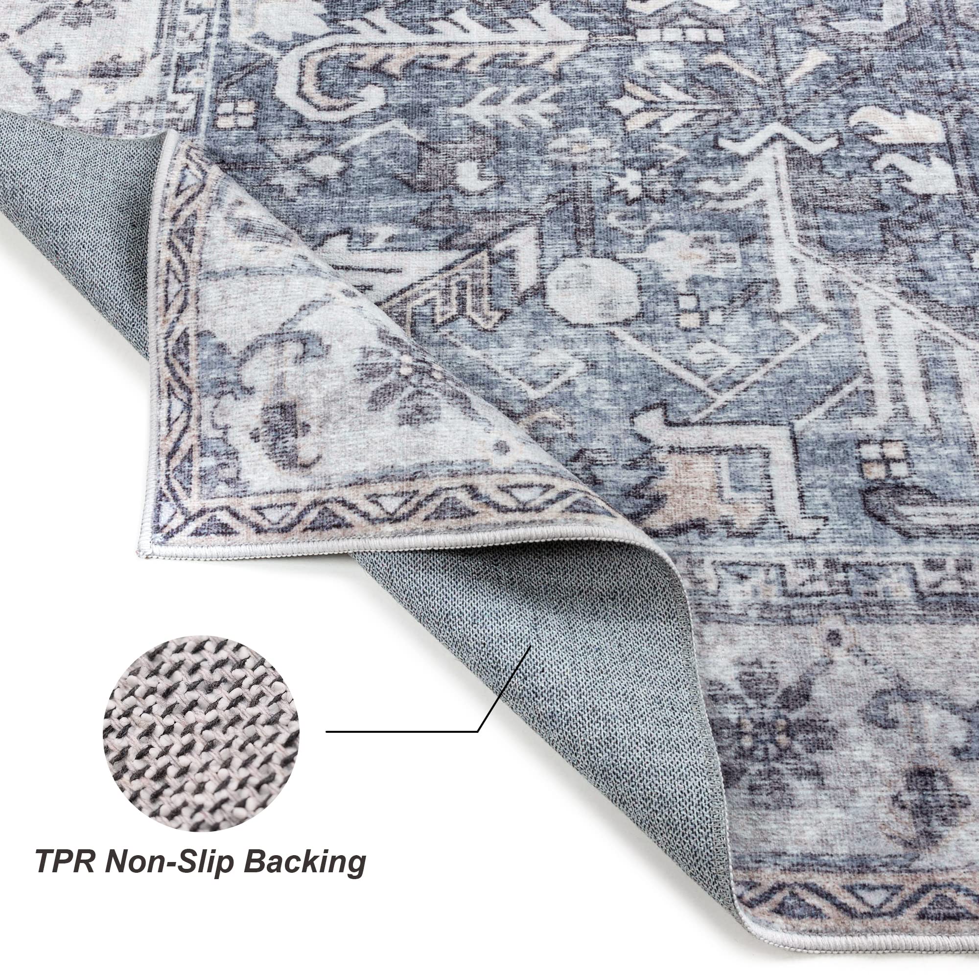 Valenrug Washable Rug 8x10 - Ultra-Thin Antique Collection Area Rug ...