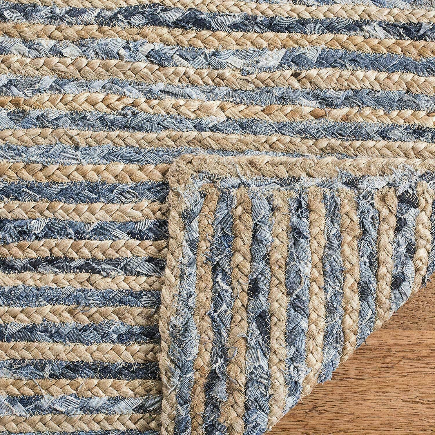 Amazon.com: Rug Denim & Jute Hand Braided Rectangle Shape Rugs for ...