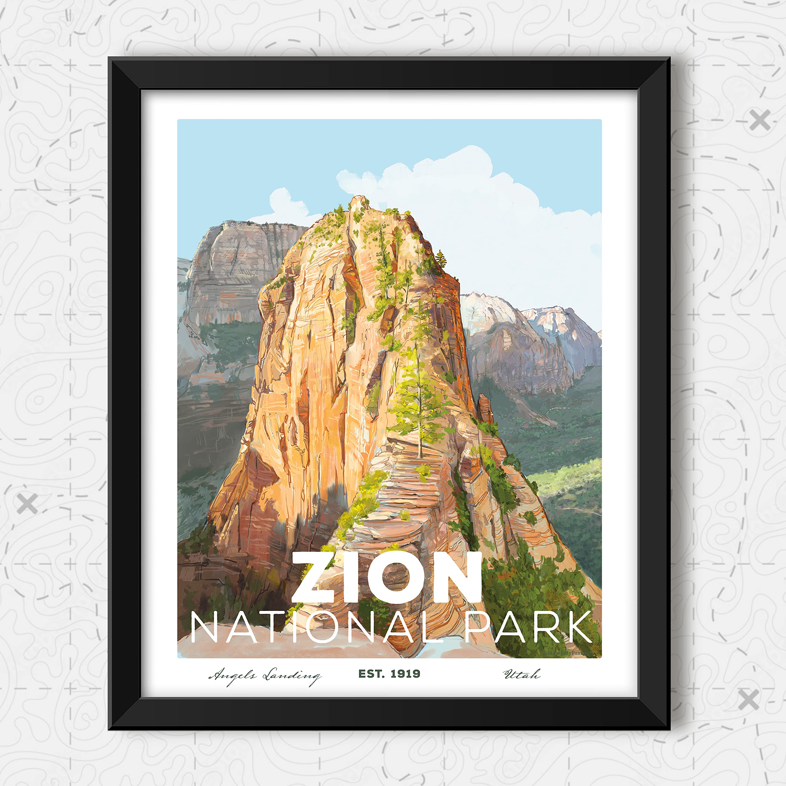 Angels Landing Poster Zion National Park Angels Landing | Art Print