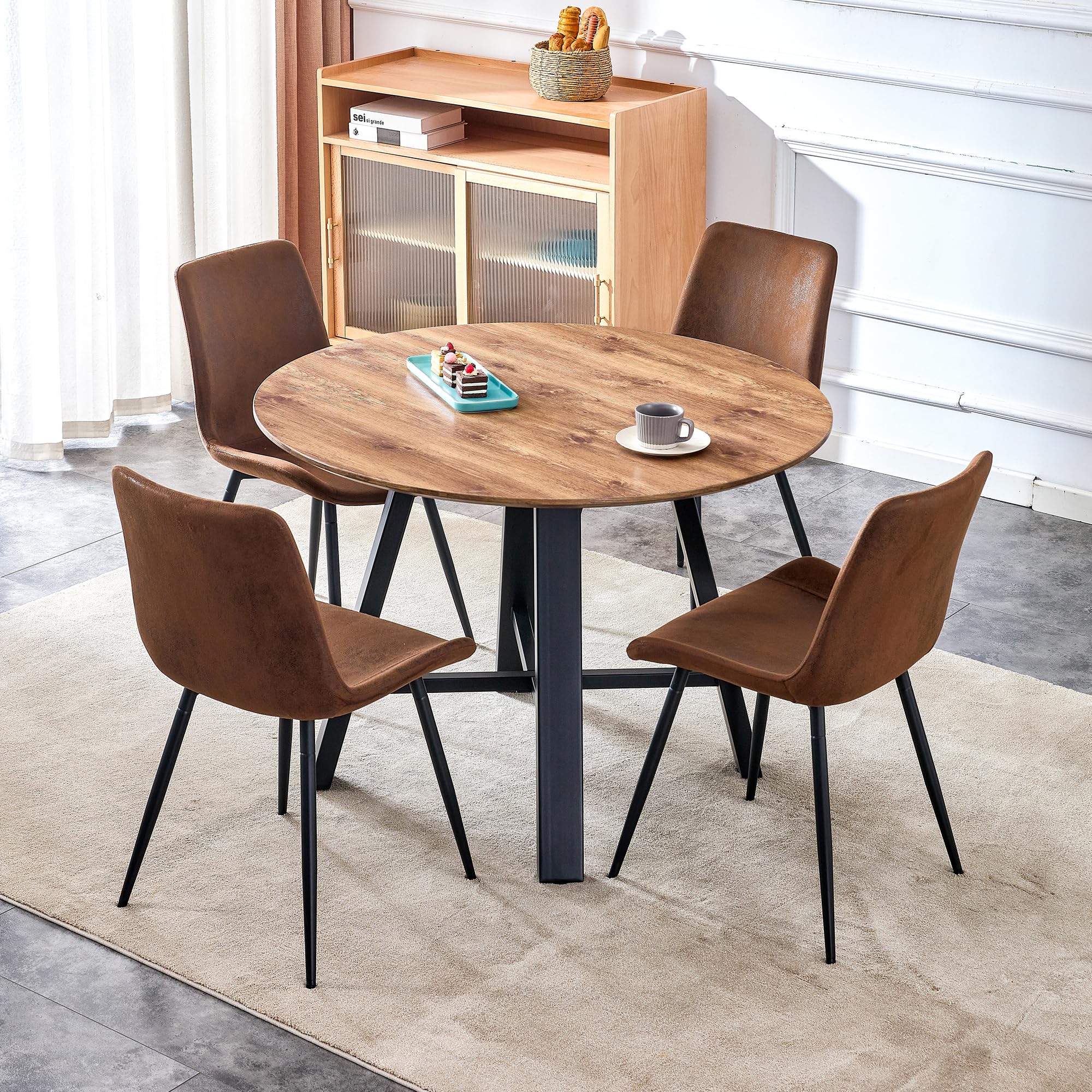 Amazon.com - AISYKOD Round Dining Table Set for 4, Modern Kitchen ...