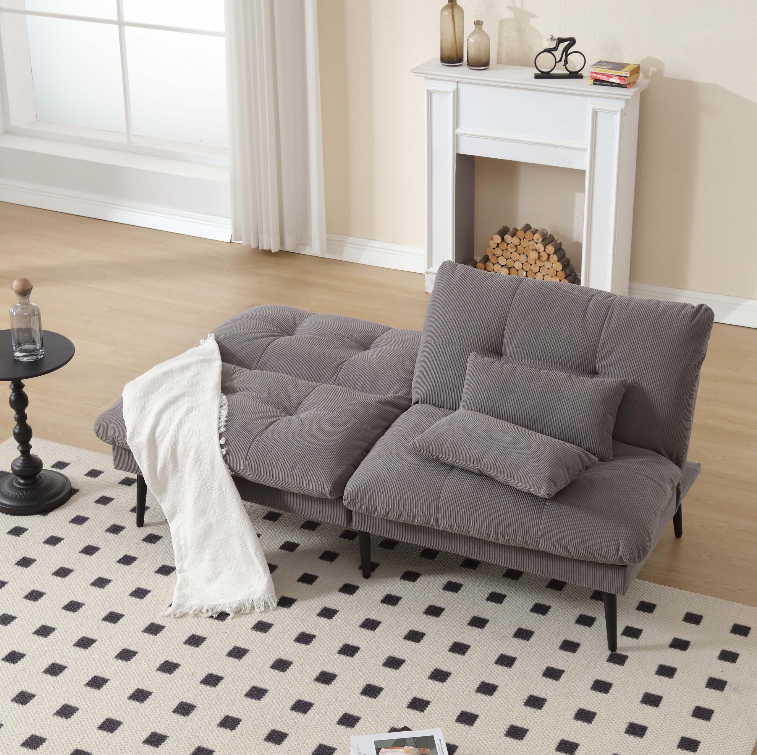 Amazon.com: ASAHREE 72'' Corduroy Futon Convertible Sofa Couch,Comfy ...