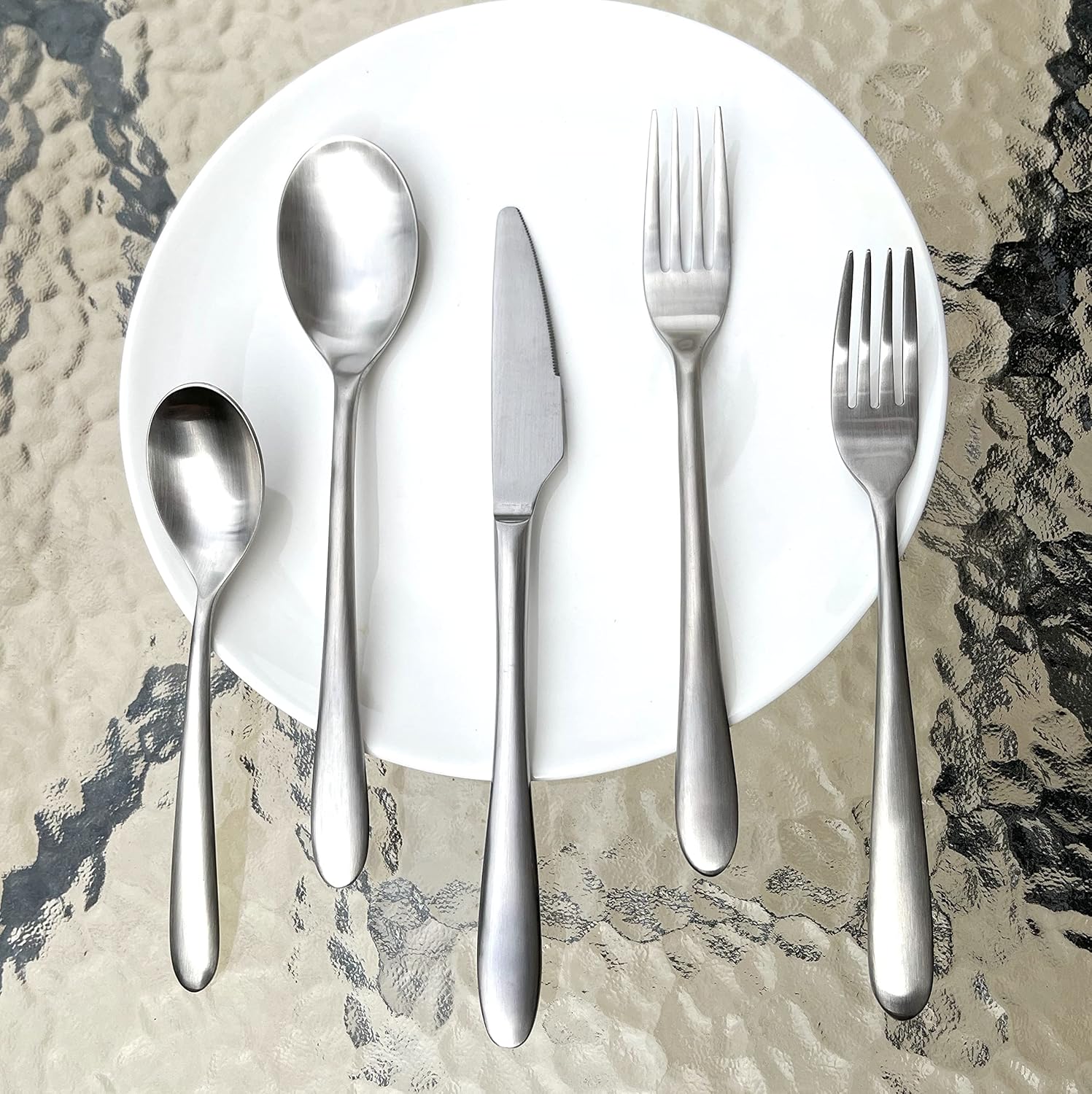 Amazon.com | 5 Pieces Silverware Set Hotel Restaurant Flatware Wedding ...