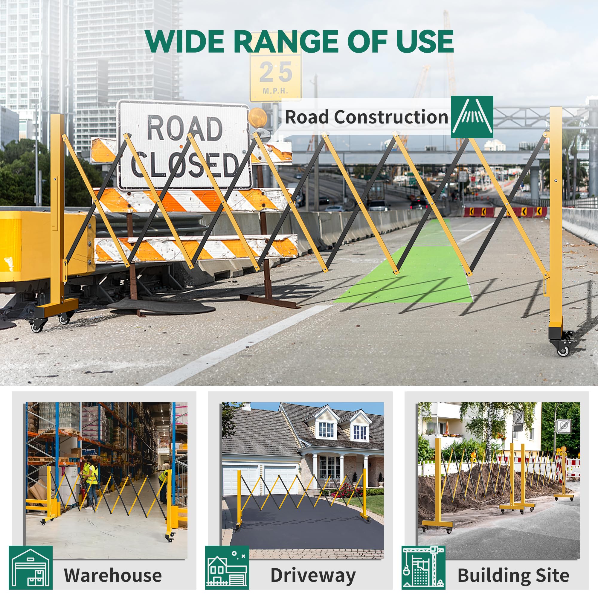 Snapklik.com : YITAHOME Metal Expandable Mobile Barricade, 8FT Folding ...
