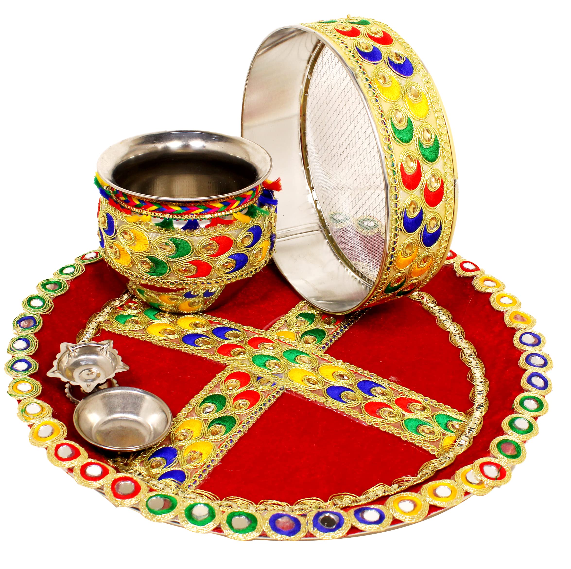 Buy STAGLINE Karva Chauth| karvwa Chauth Thali Set (7 Pcs) |Decorated ...