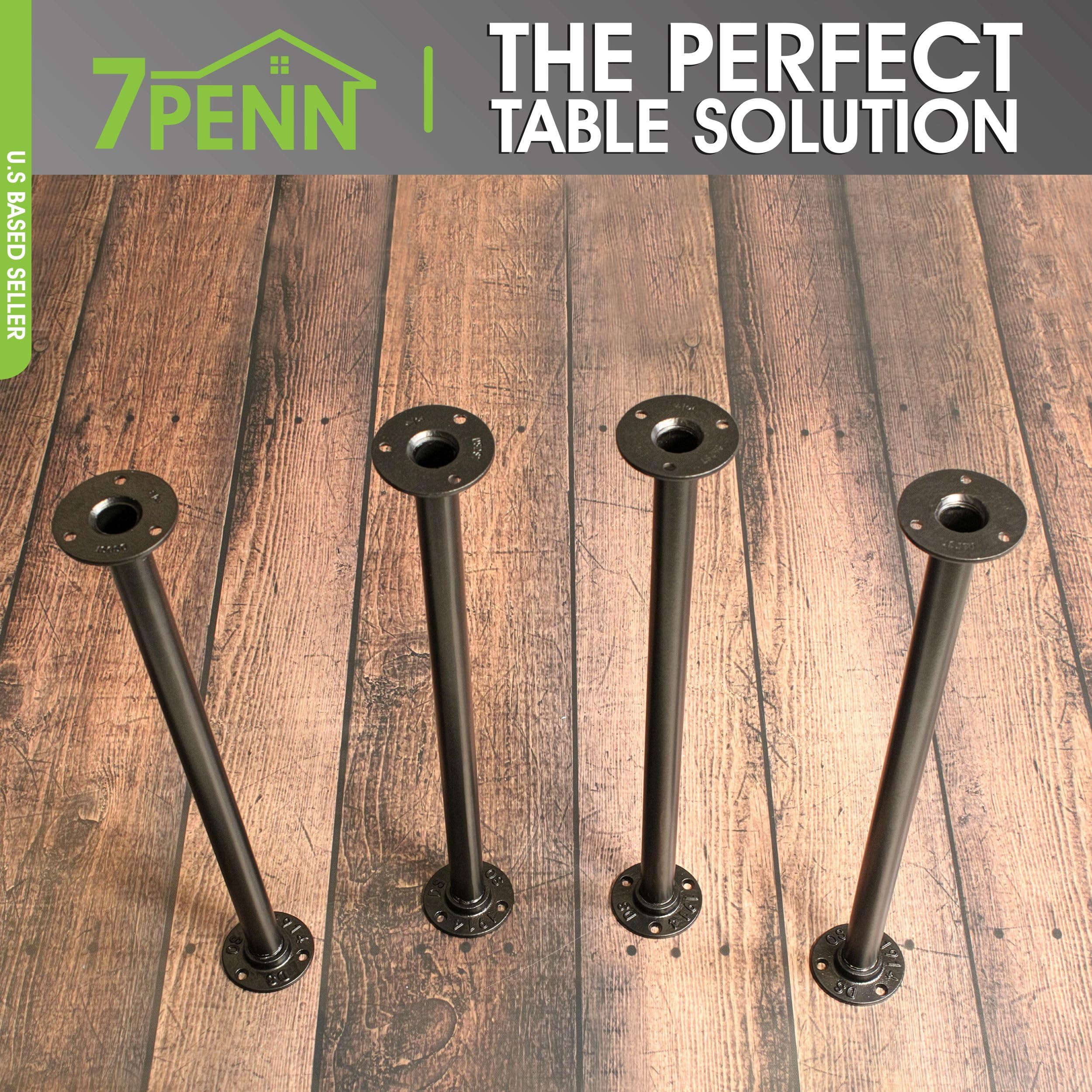 Snapklik.com : Metal Table Leg Set, 4pc - 18in Black Pipe Wrought Iron Coffee Table Furniture ...