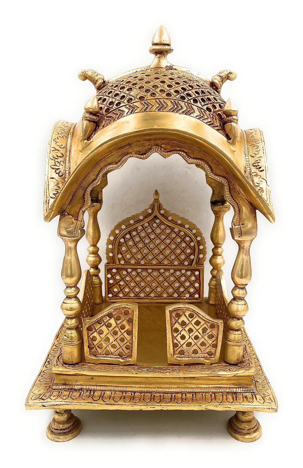 South Indian Arts Brass Temple Pooja Mandir – Gold Finish Mandap for ...