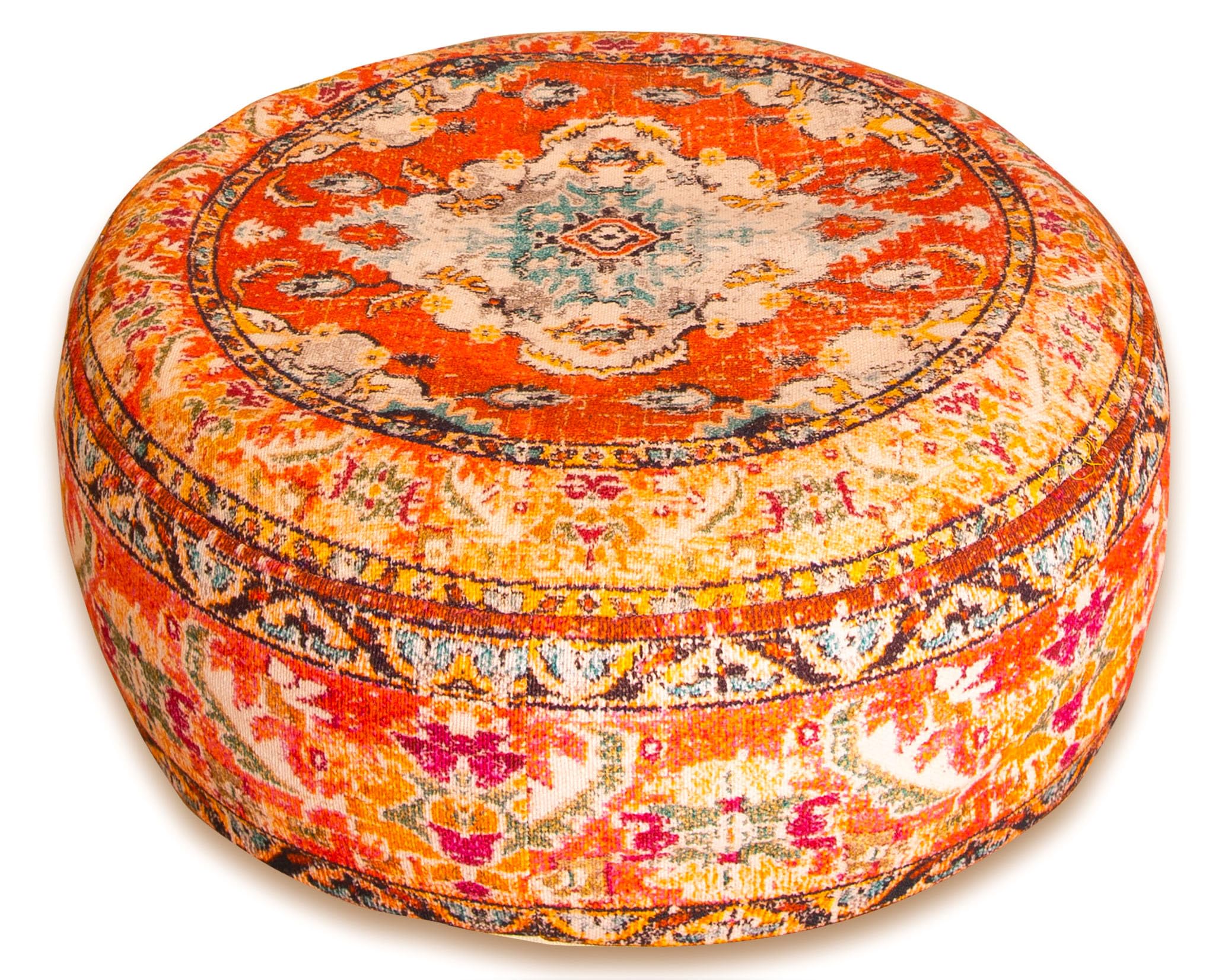 Amazon.com: Colorful Pouf Cover Orange Round Orange Floor Pillow ...