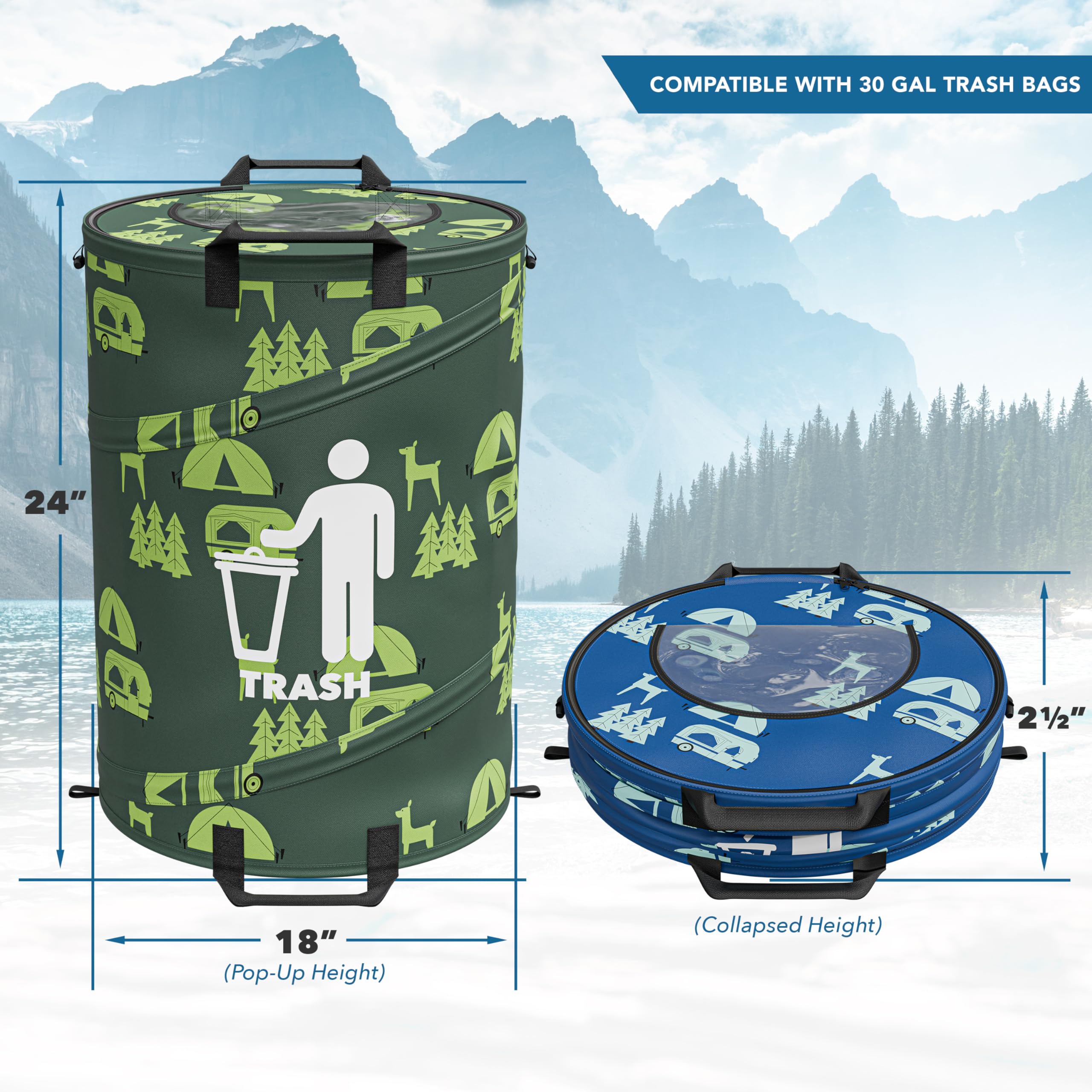 Snapklik.com : Leisure Coachworks 30 Gallon Collapsible Pop-Up Trash ...