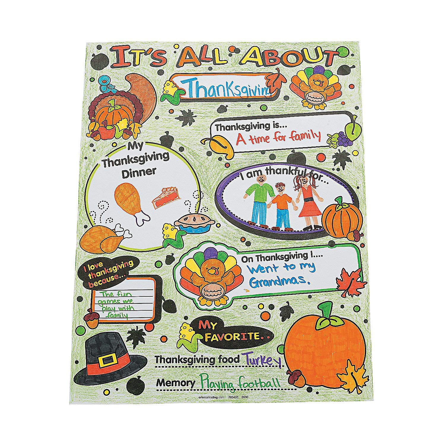 Amazon.com: Fun Express Color Your Own All About Thanksgiving Posters ...