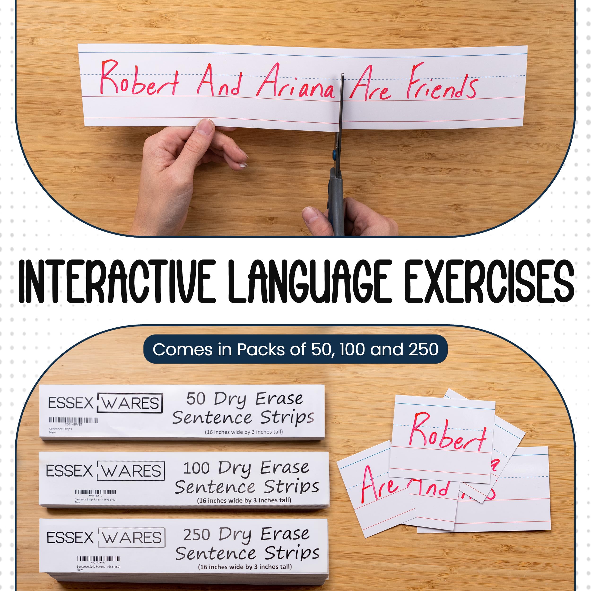 Pocket Chart For Classroom Cindeer 50 Sheet Dry Erase Sentence Strips ...