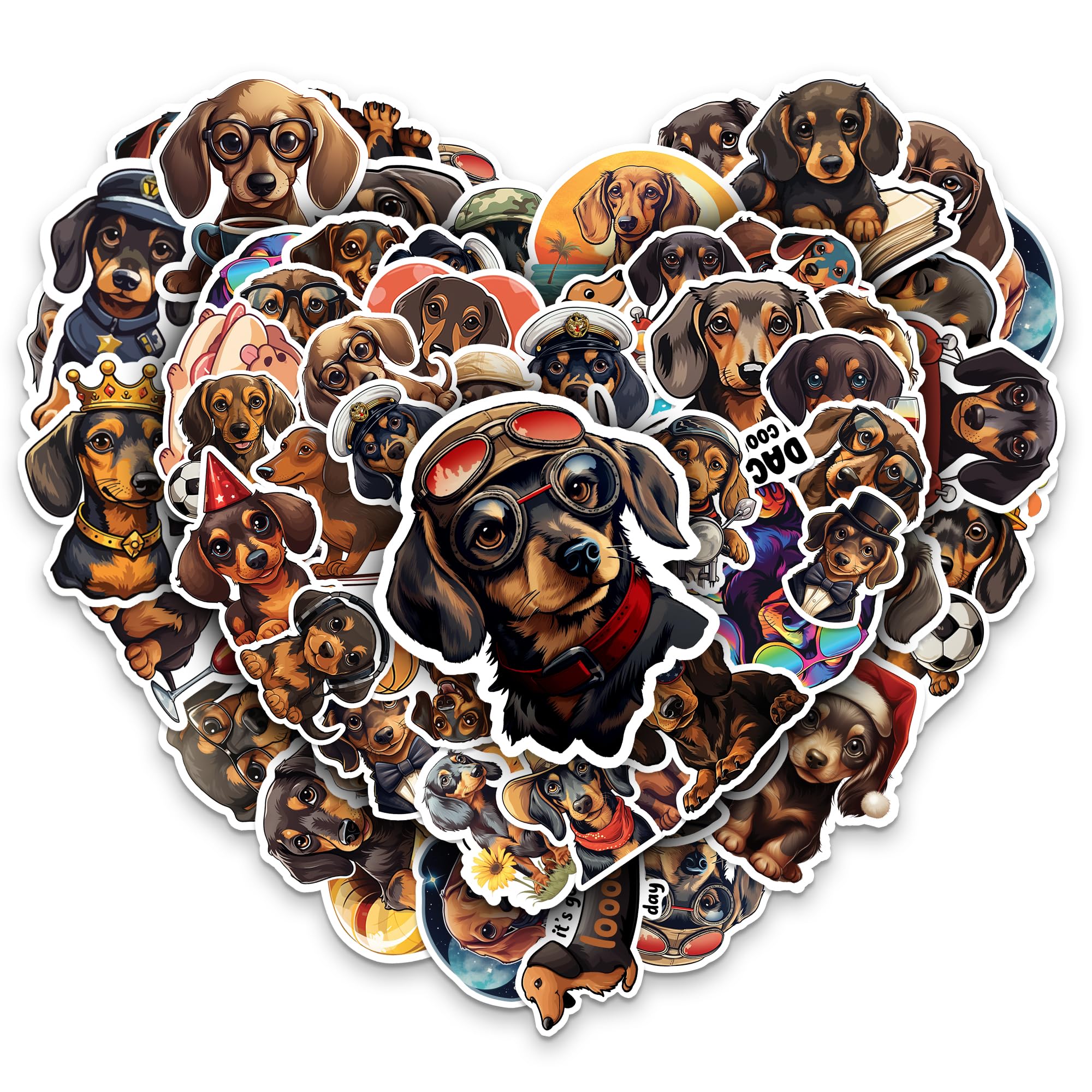 Amazon.com: MONIZY Dachshund Stickers 50 Pieces Vinyl Waterproof Decal ...