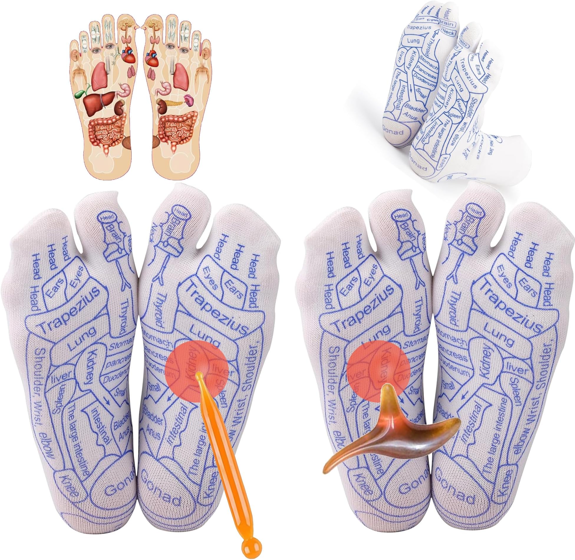 Amazon.com: CareReal 2 Pairs Reflexology Socks with Trigger Point ...