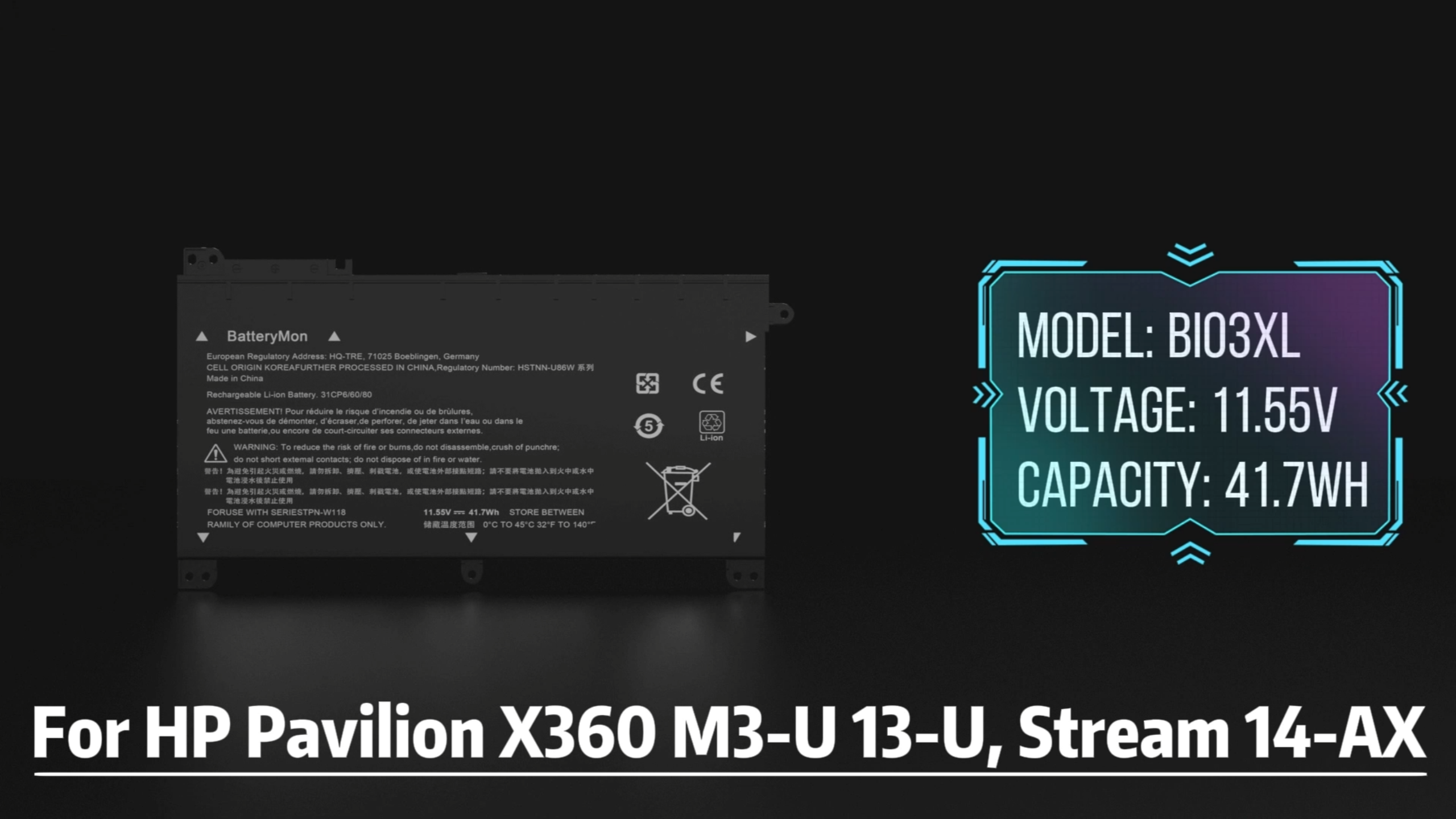 Watch BI03XL Battery for HP Pavilion X360 M3-U 13-U / Stream 14-AX on ...