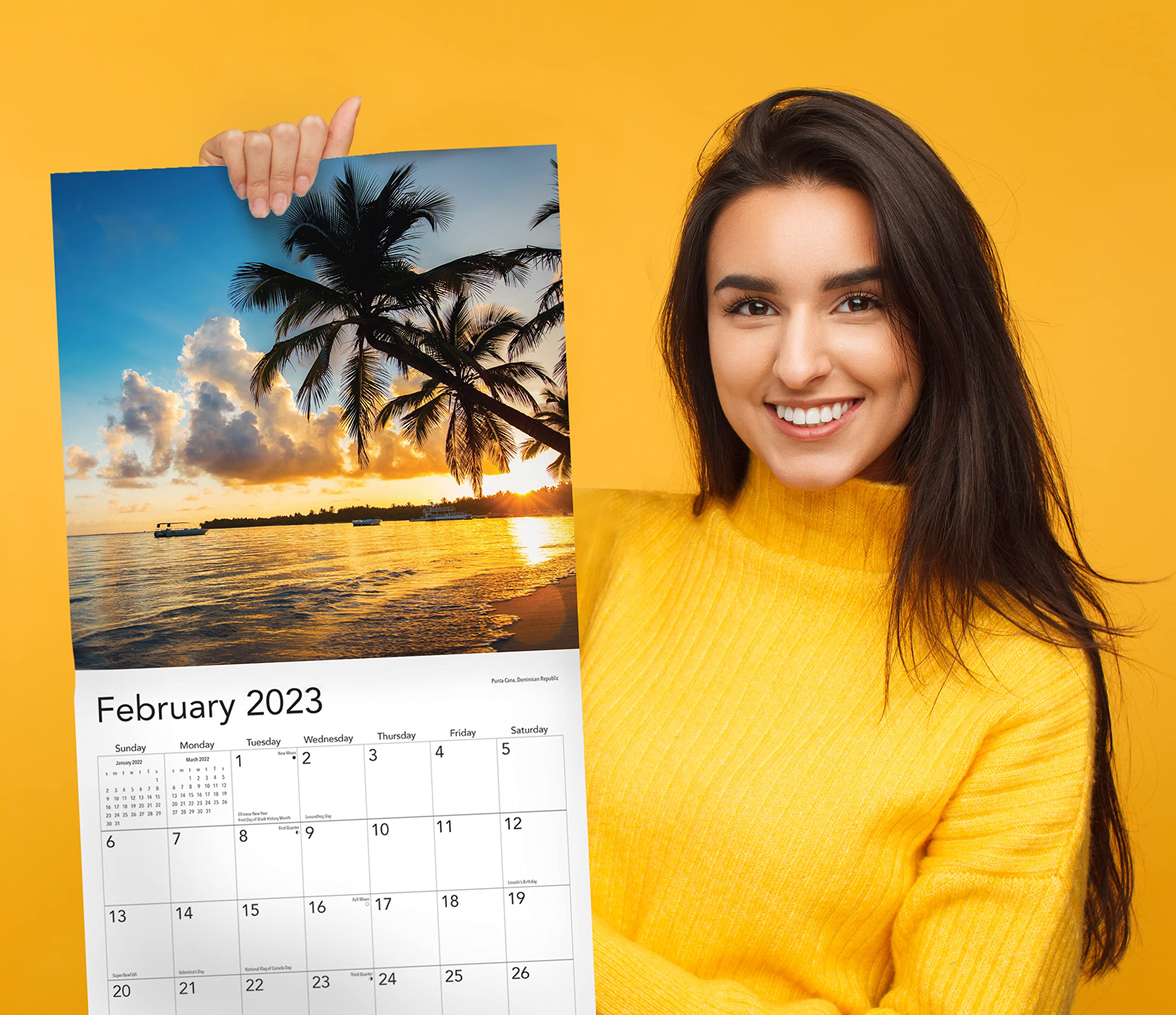 Tropical Beaches 2023 Hangable Wall Calendar - 12" x 24" Open - Sturdy ...