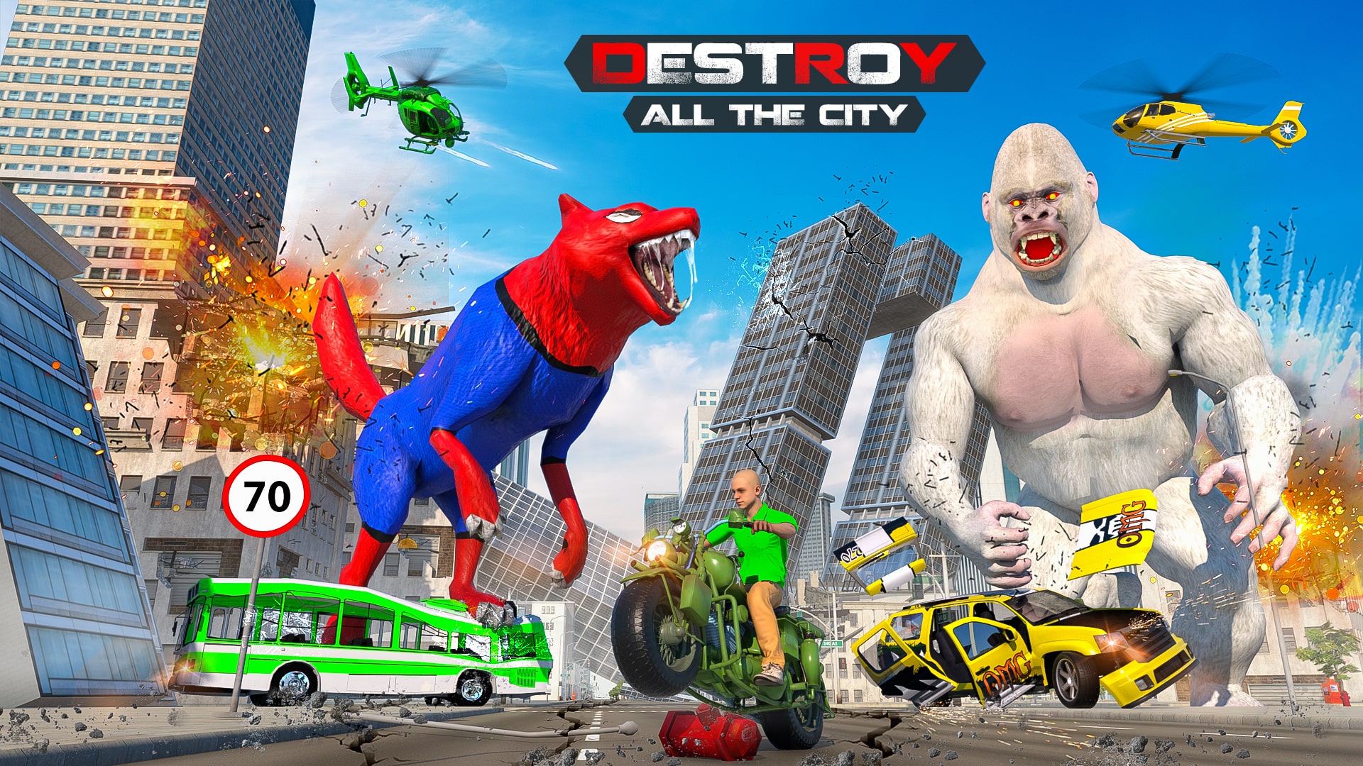 Wild Animal City Smasher Game: Giant Gorilla Bigfoot Monster-Amazonアプリ ...