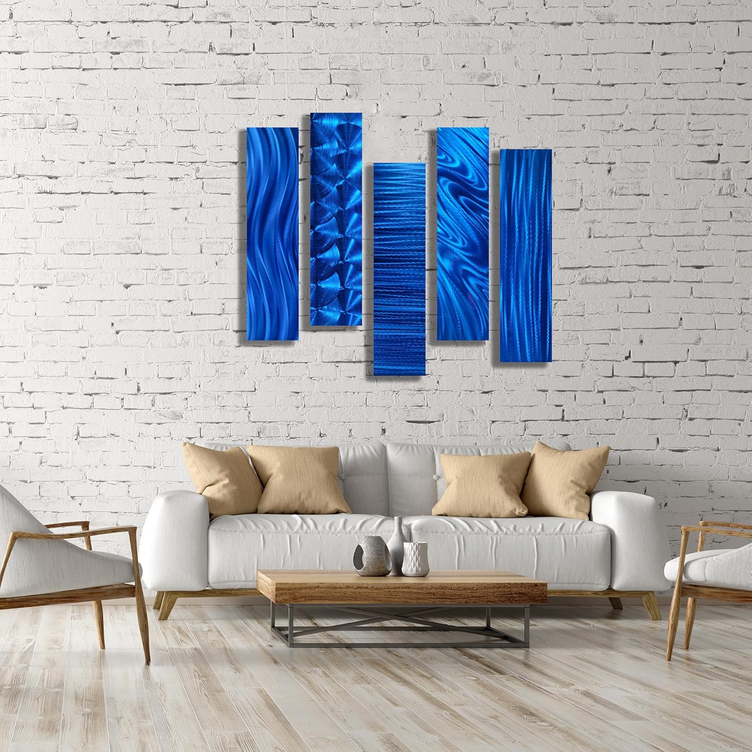 Amazon.com: Statements2000 Blue Metal Wall Sculptures Home Decor ...