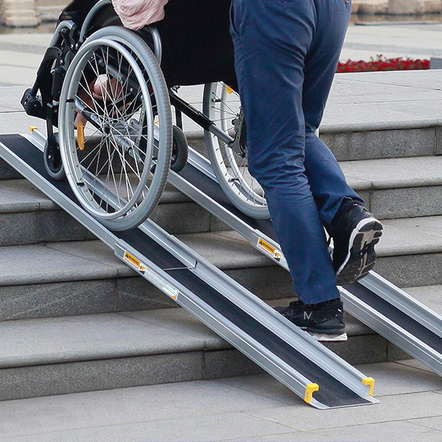 Costway Telescopic Wheelchair Ramp 122/183/213.5CM, Portable ...
