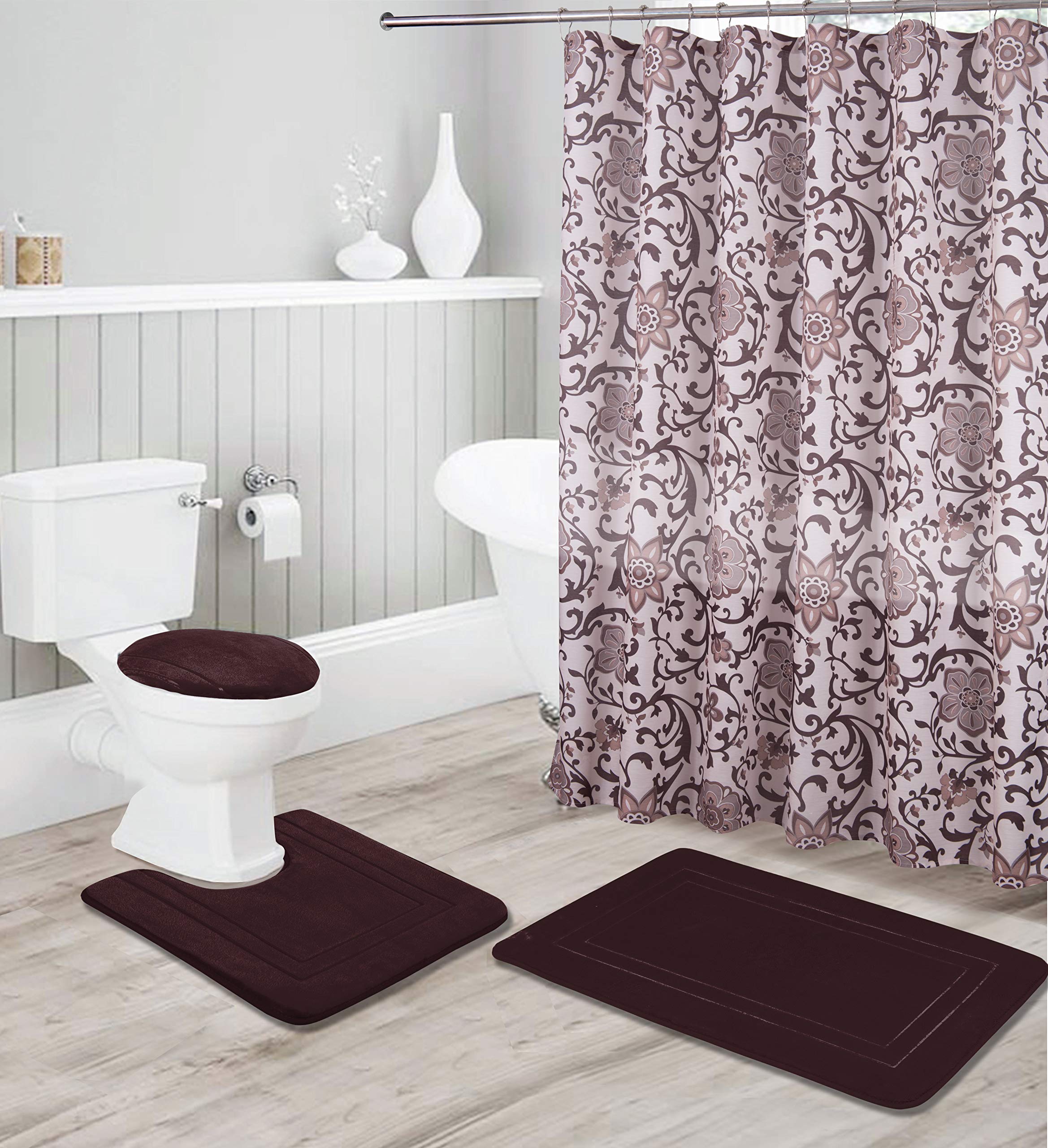 Amazon.com: Bathroom Collection Coffee/Brown 16pc Bathroom Accessory ...