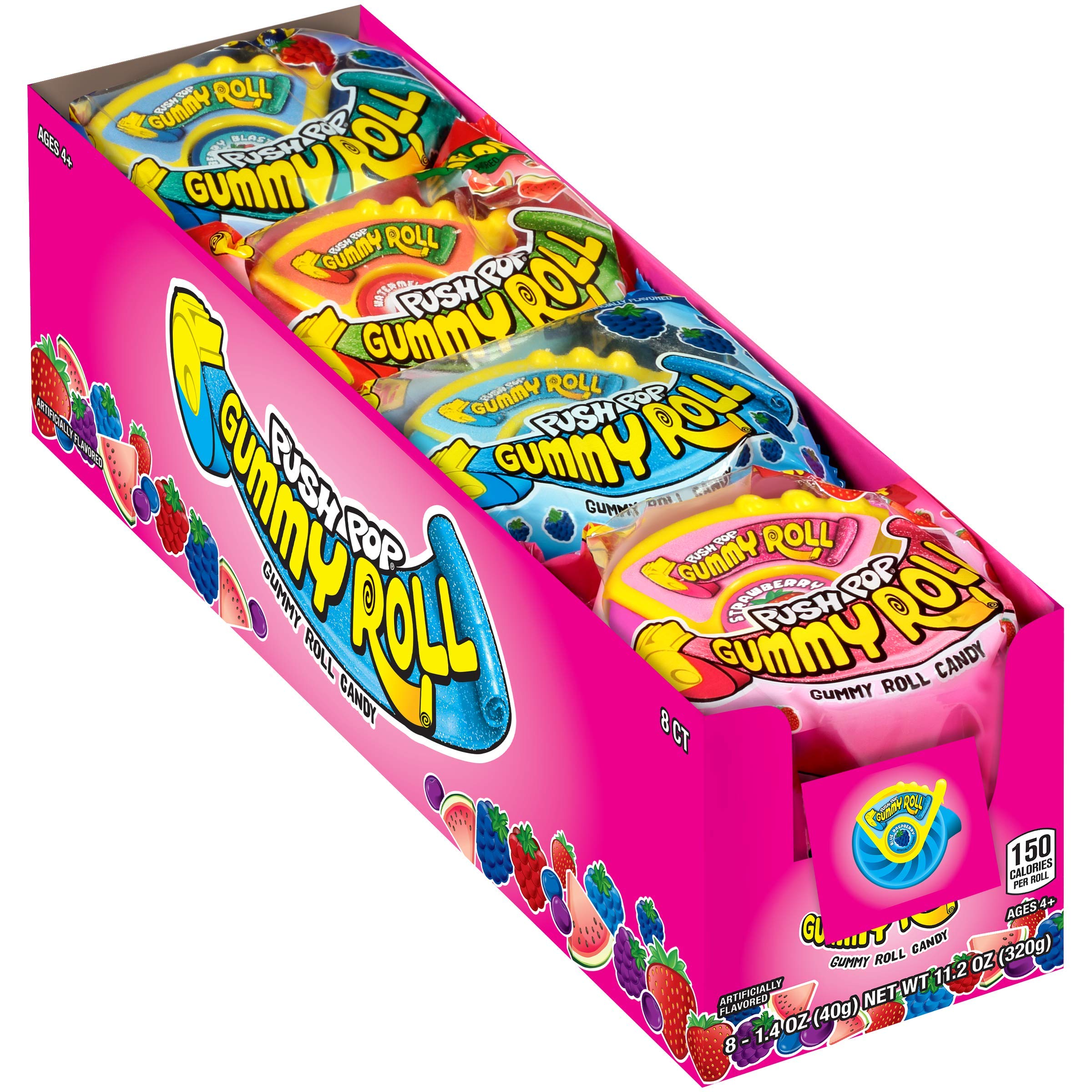 Buy Push Pop Gummy Roll Summer 8 Count Variety Pack - Individual Gummy ...
