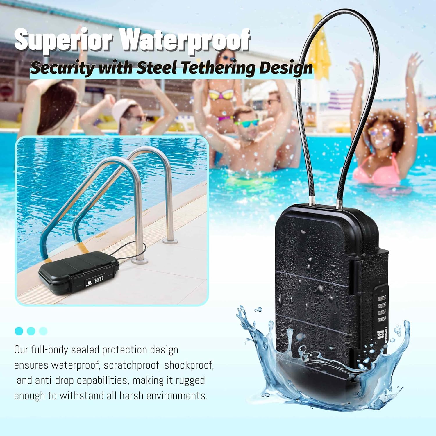 RESET-G13 Portable Lock Box with 4-Digit Combination,Removable Chain ...