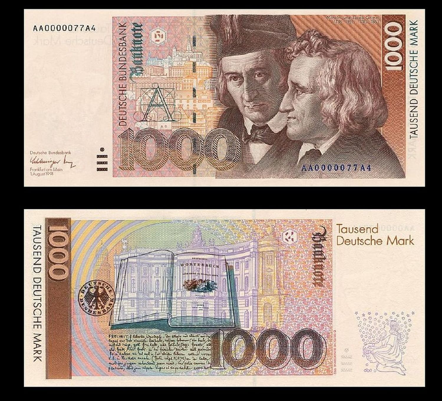 2 Stück 1000 Deutsche Mark Geldscheine 1991 Alte Währung - Reproduktion ...