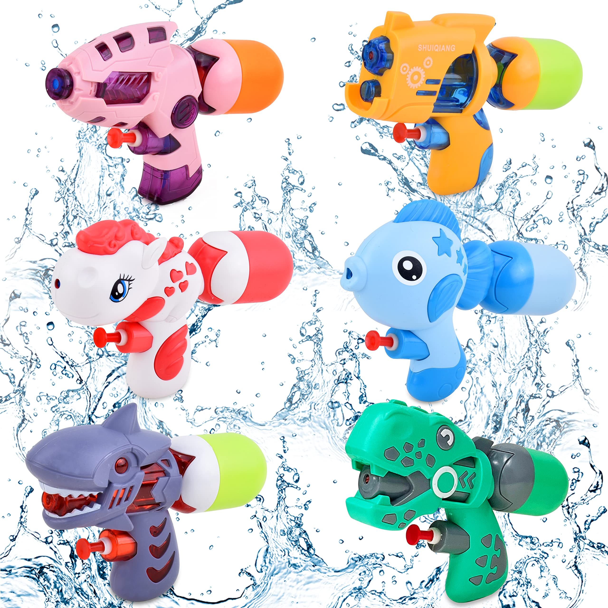 Snapklik.com : 6 Pack Animal Water Gun For Kids, Water Blaster Squirt ...