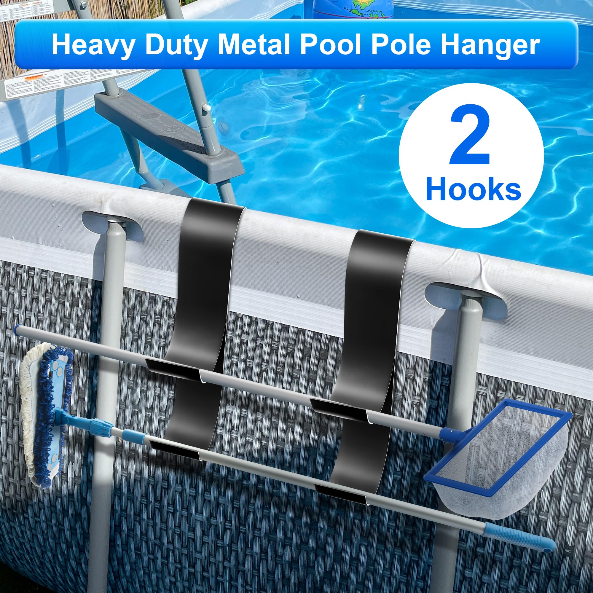 Pool Pole Hooks 2 PCS Adjustable - Heavy Duty Rustproof Fence Hangers ...