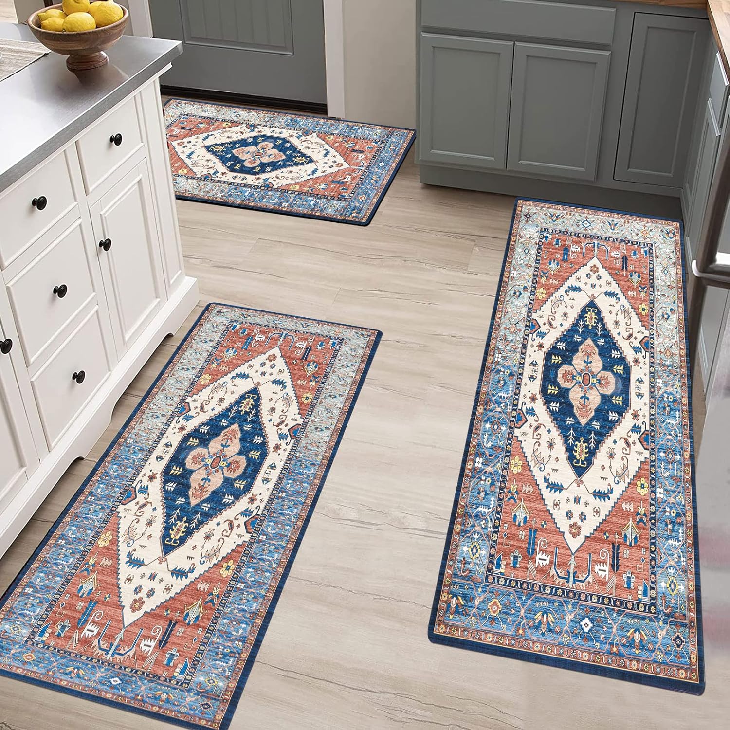 Amazon.com: Pauwer Boho Kitchen Rugs Sets of 3 Farmhouse Kitchen Runner ...