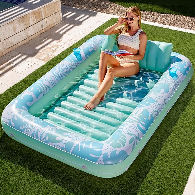 Amazon.com: SLOOSH Inflatable Tanning Pool Lounger Float,85" x 57 ...