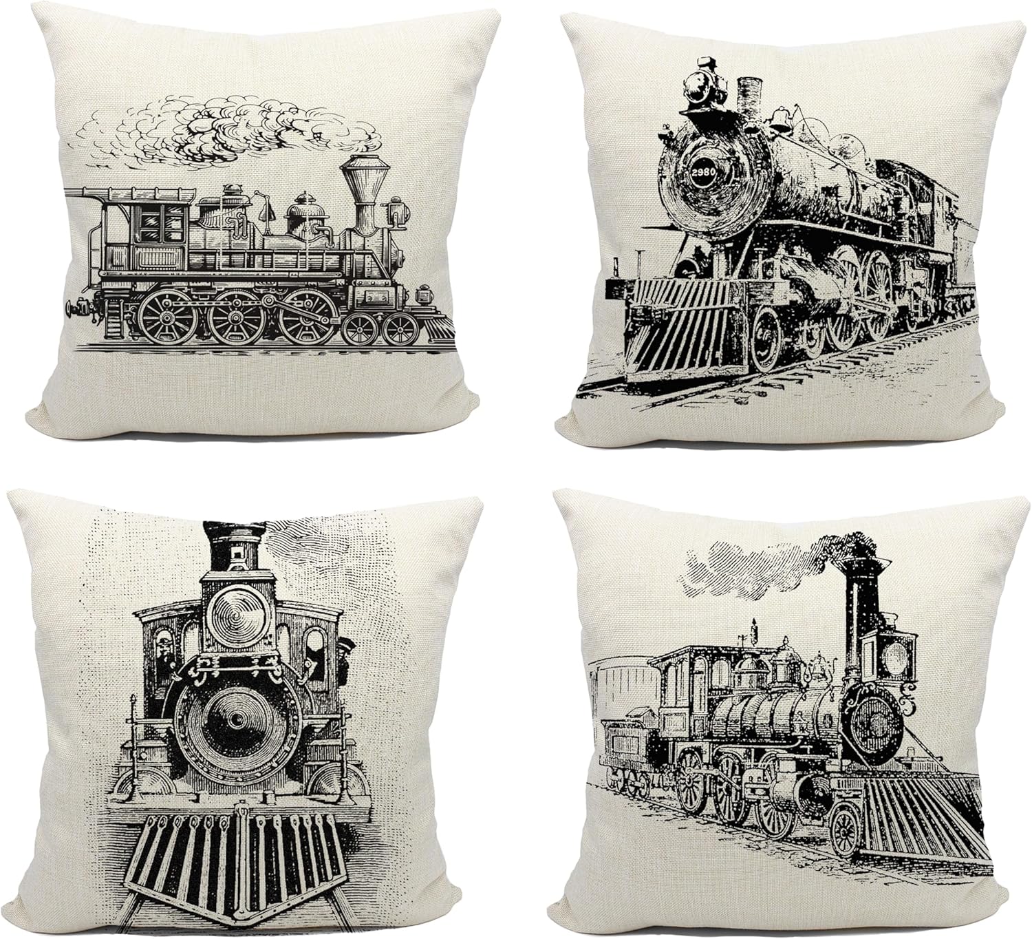 Amazon.com: Mancheng-zi Train Pillow, Train Decor Pillow Covers 18x18 ...