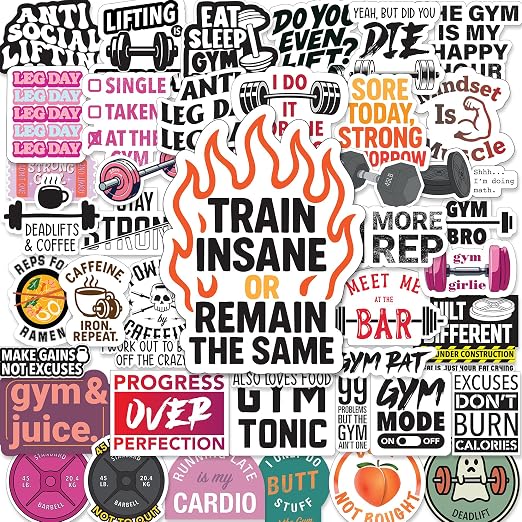 Amazon.com: Gym Stickers 45 Pack - Workout Stickers for Water Bottle ...