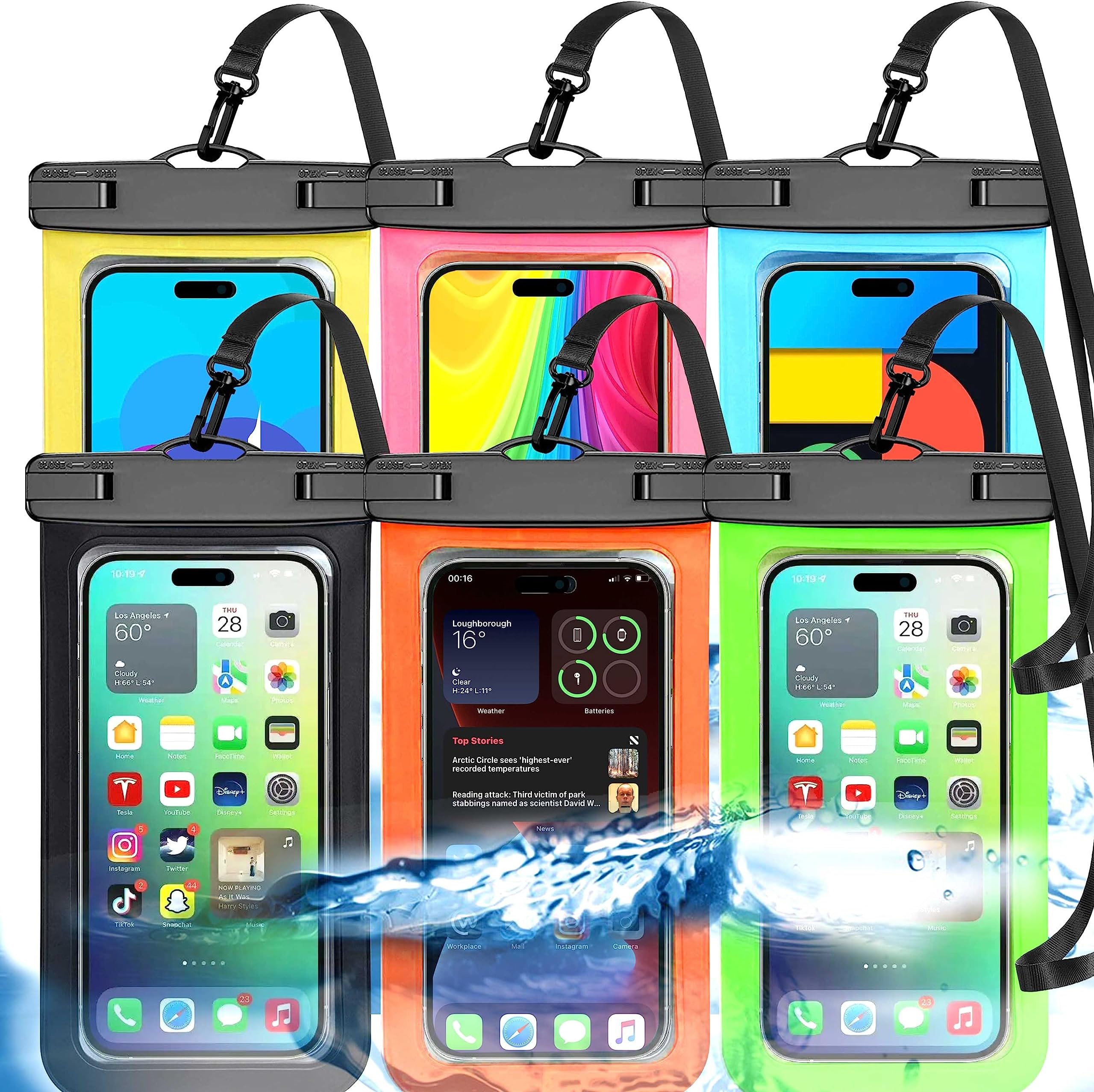 [Up to 8.3"] 6 Pack Multicolor Universal Waterproof Phone Pouch, Phone ...