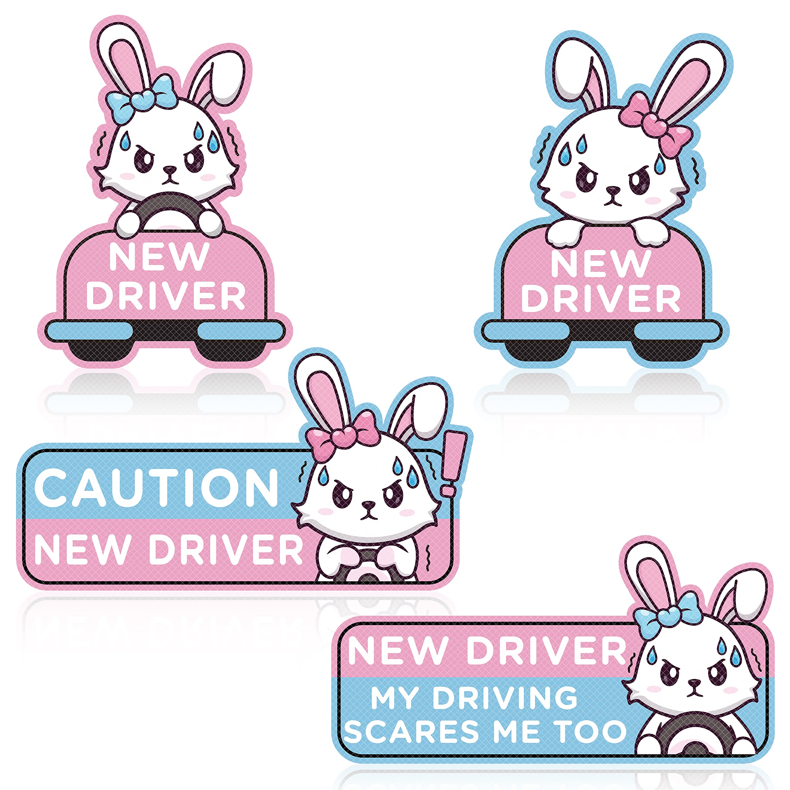 Amazon.com: W1cwey 4pcs Cartoon Rabbit Student Driver Car Magnet, Cute ...