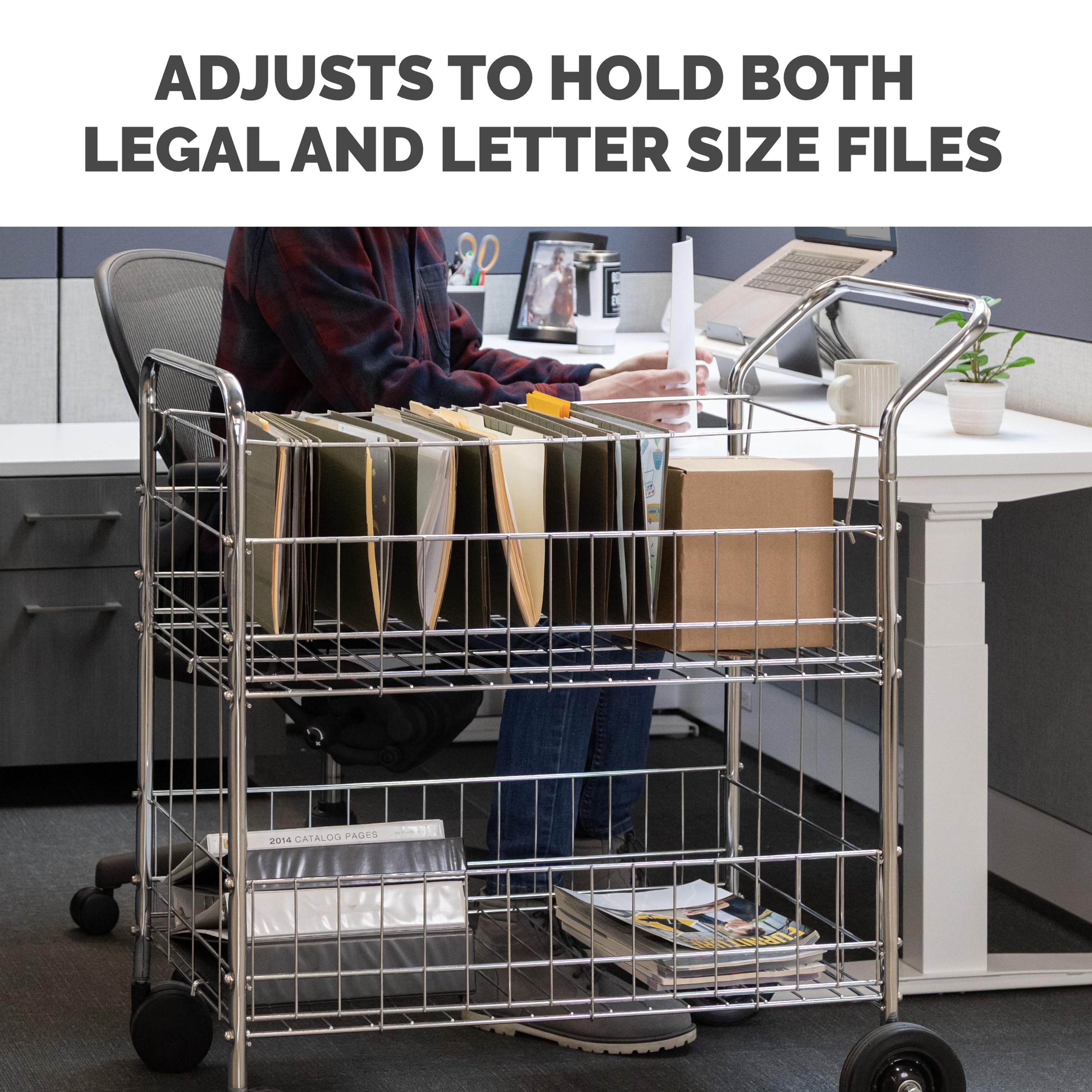 Wire Mail Cart 21-1/2w X 37-1/2d X 39-1/4h Chrome Black Wire Mail Cart ...