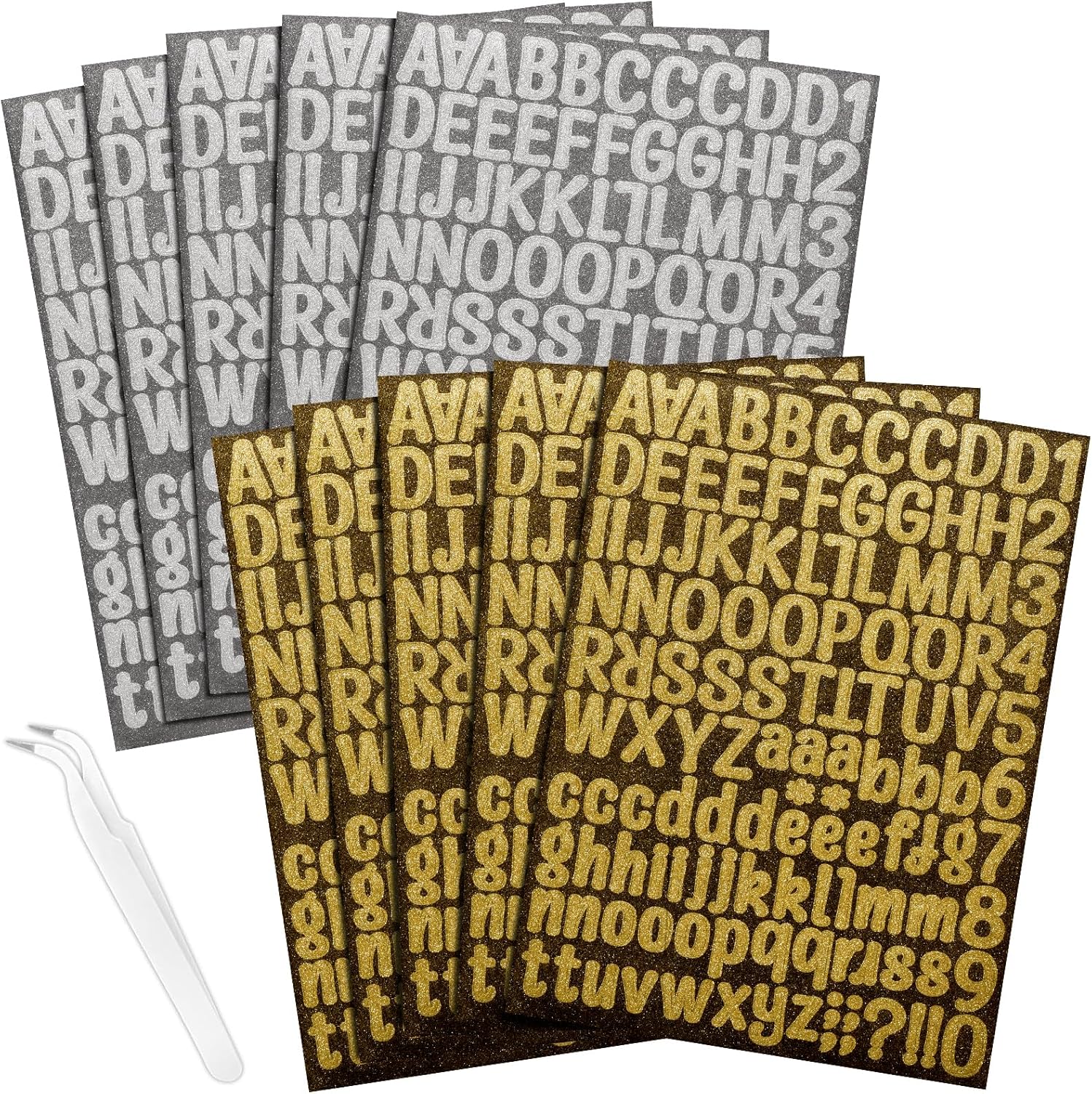 Amazon.com: 10 Sheets Glitter Letter Stickers 1 inch, Gold Silver ...