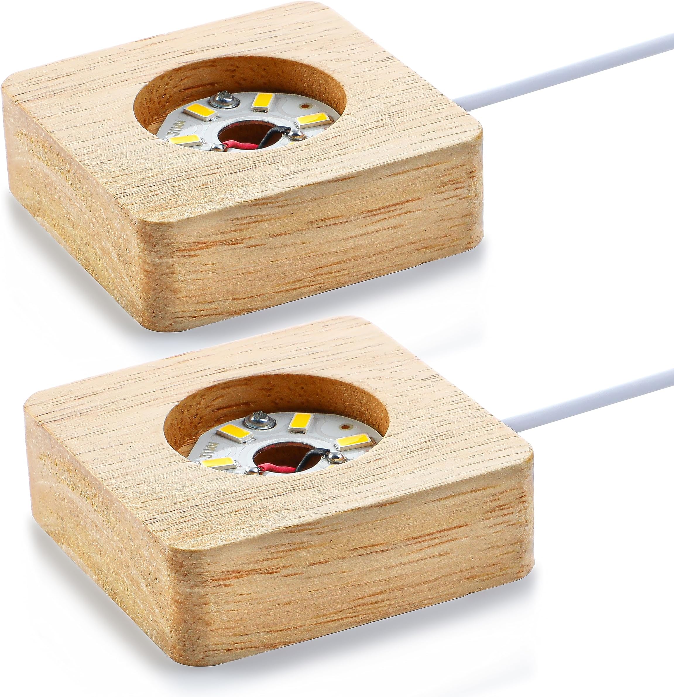 Amazon.com: YAKAMOZ LED Lights Display Base,7 Colored Square Wooden ...