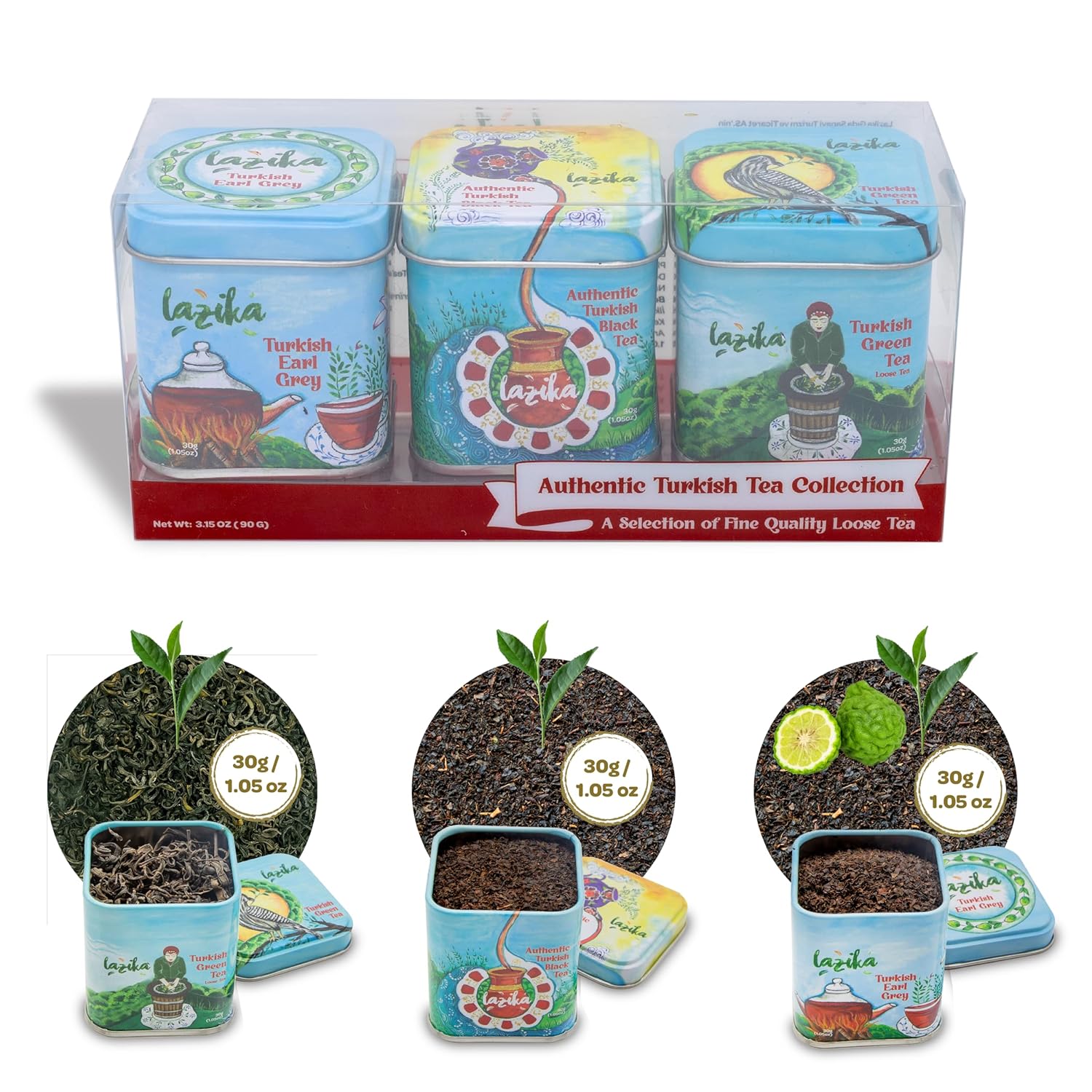 Amazon.com : Lazika Loose Leaf Tea Set, Earl Grey, Black and Green Tea ...