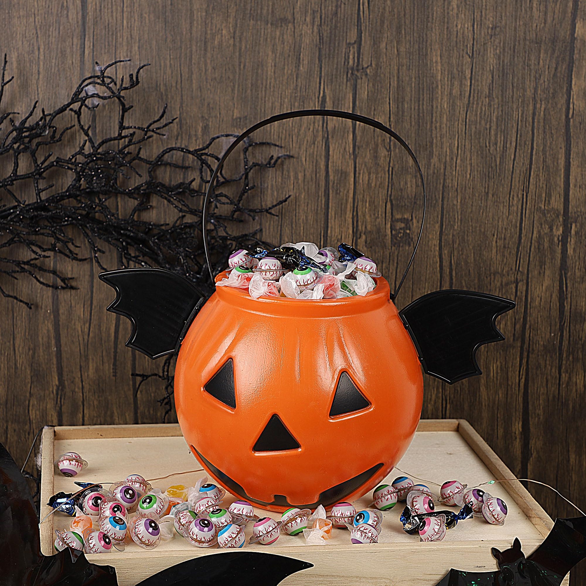 Snapklik.com : Zcaukya Halloween Pumpkin Candy Bucket, 8.3" Jack-O ...