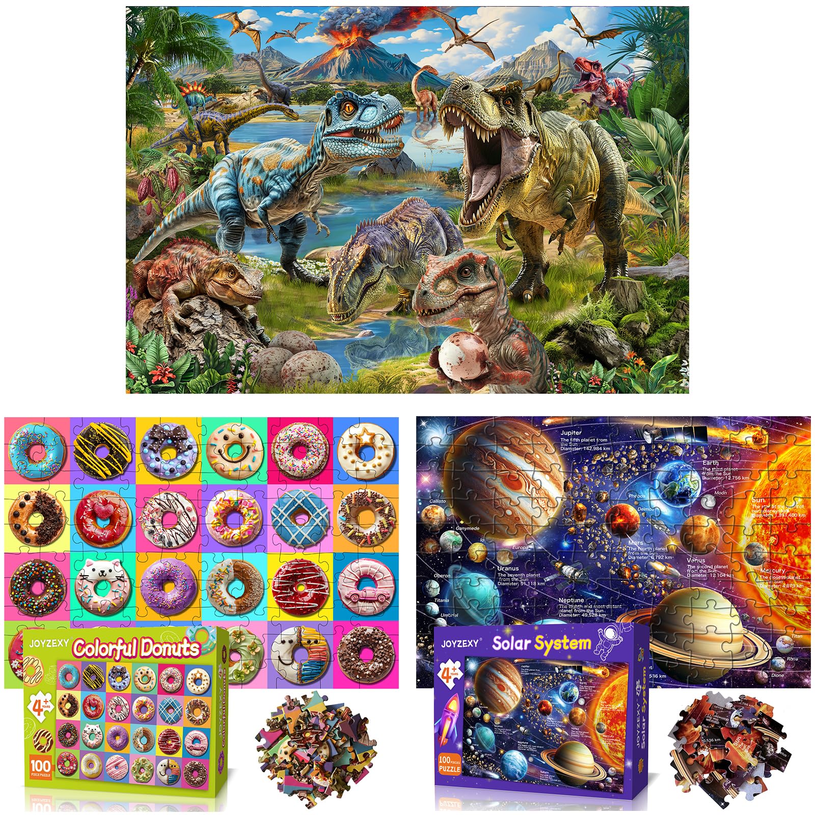 Amazon.com: JOYZEXY Puzzles for Kids Ages 4-6-8-10, Dinosaur World ...