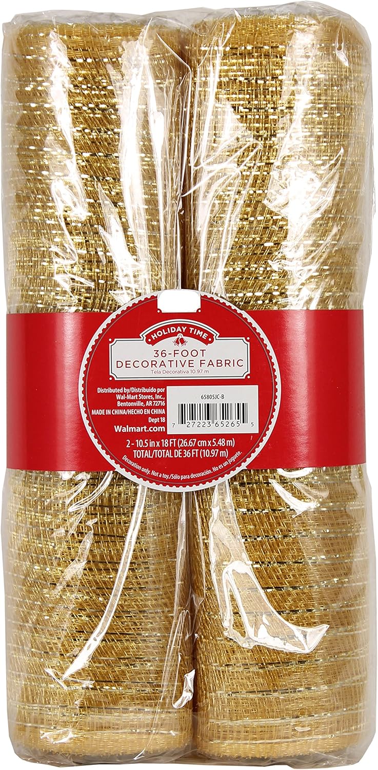 Amazon.com: 2 Pack Holiday Time Decorative Mesh Rolls - 36 Foot Deco ...