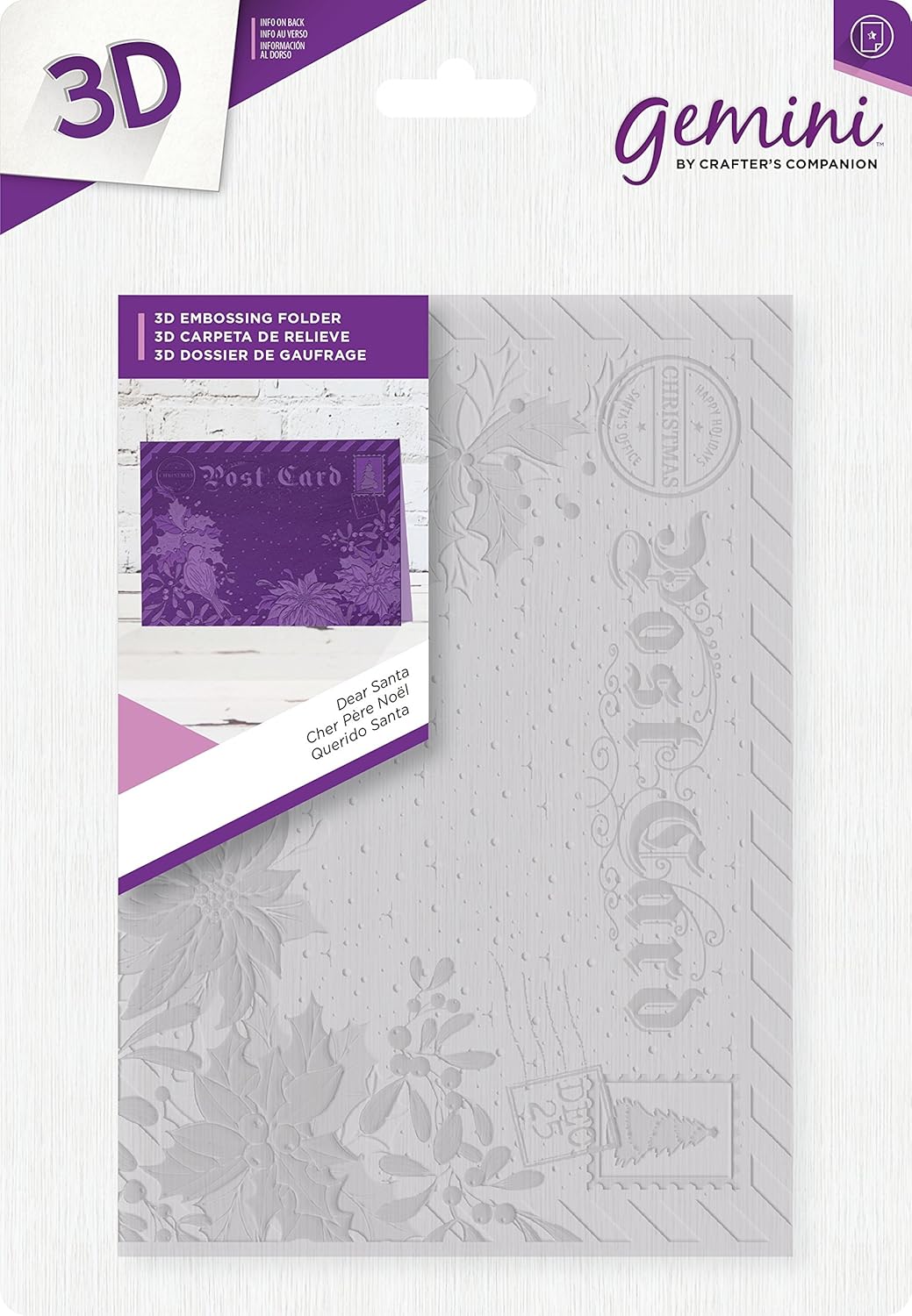 Amazon.com: Gemini Dear Santa 3D Embossing Folder, 5 x 7-inch, Transparent